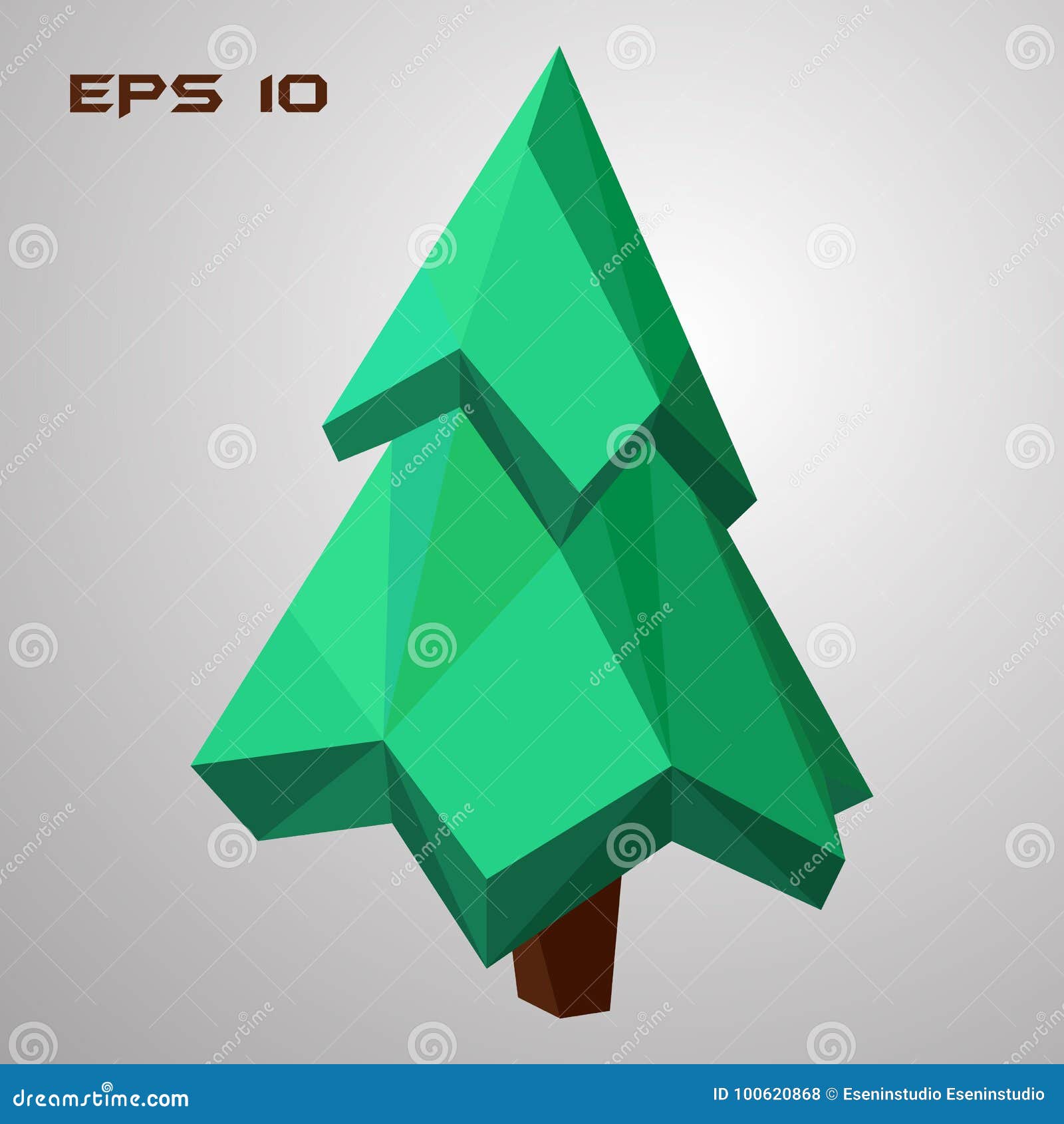 Pine Low Poly. Green Spruce 3d. Geometric Tree. Vector Illustration ...