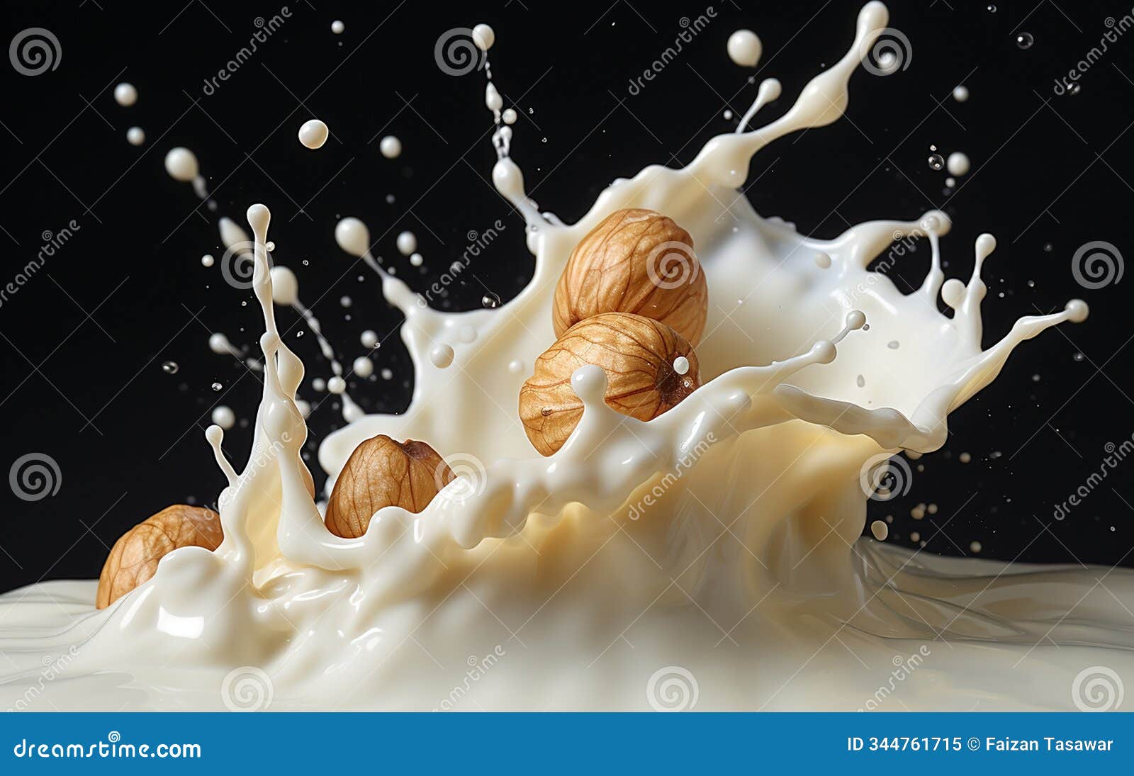 Pine Nut with Milk Splash on Transparent Background Stock Illustration ...
