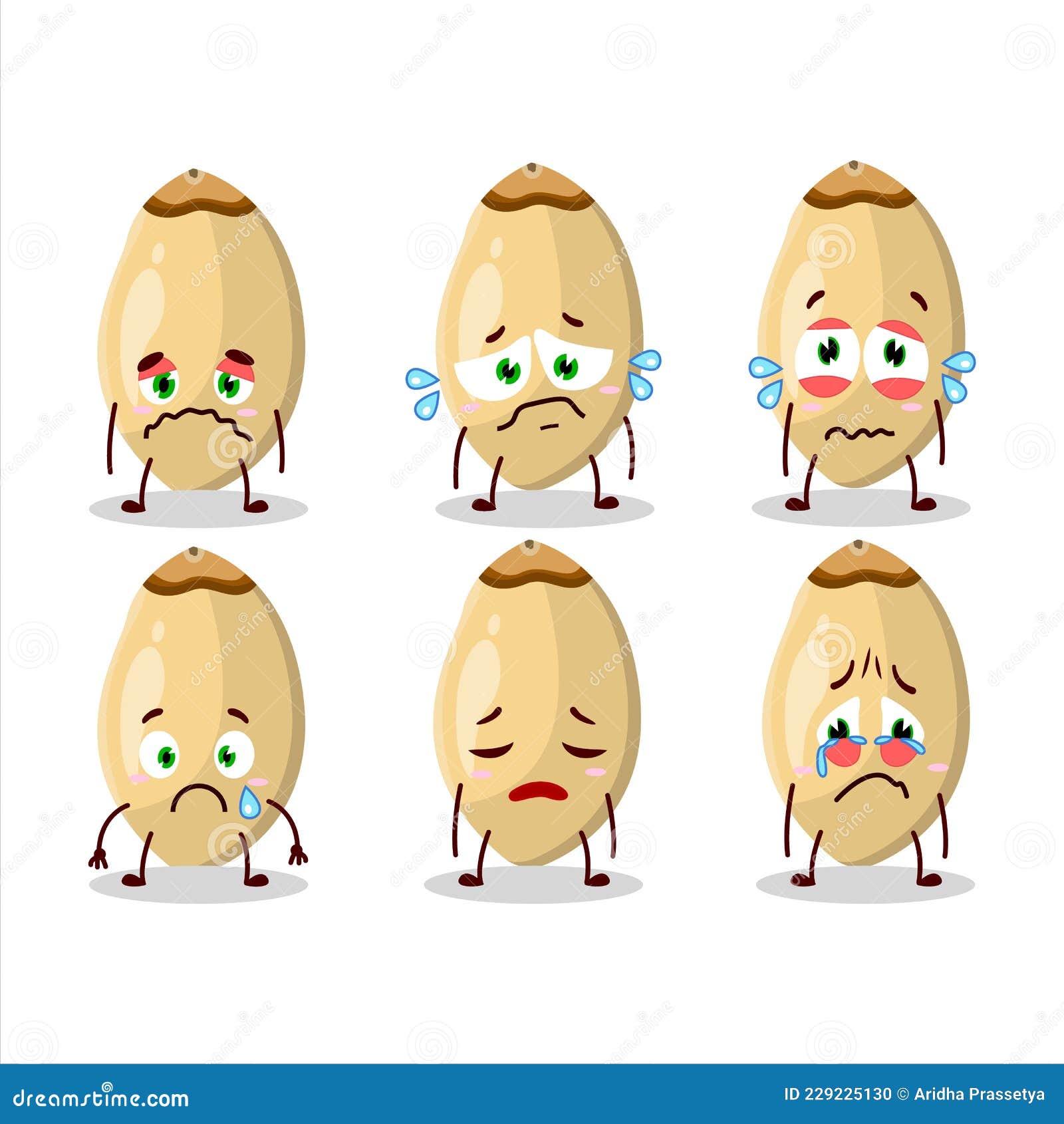 Pine Nuts Cartoon Character with Sad Expression Stock Vector ...