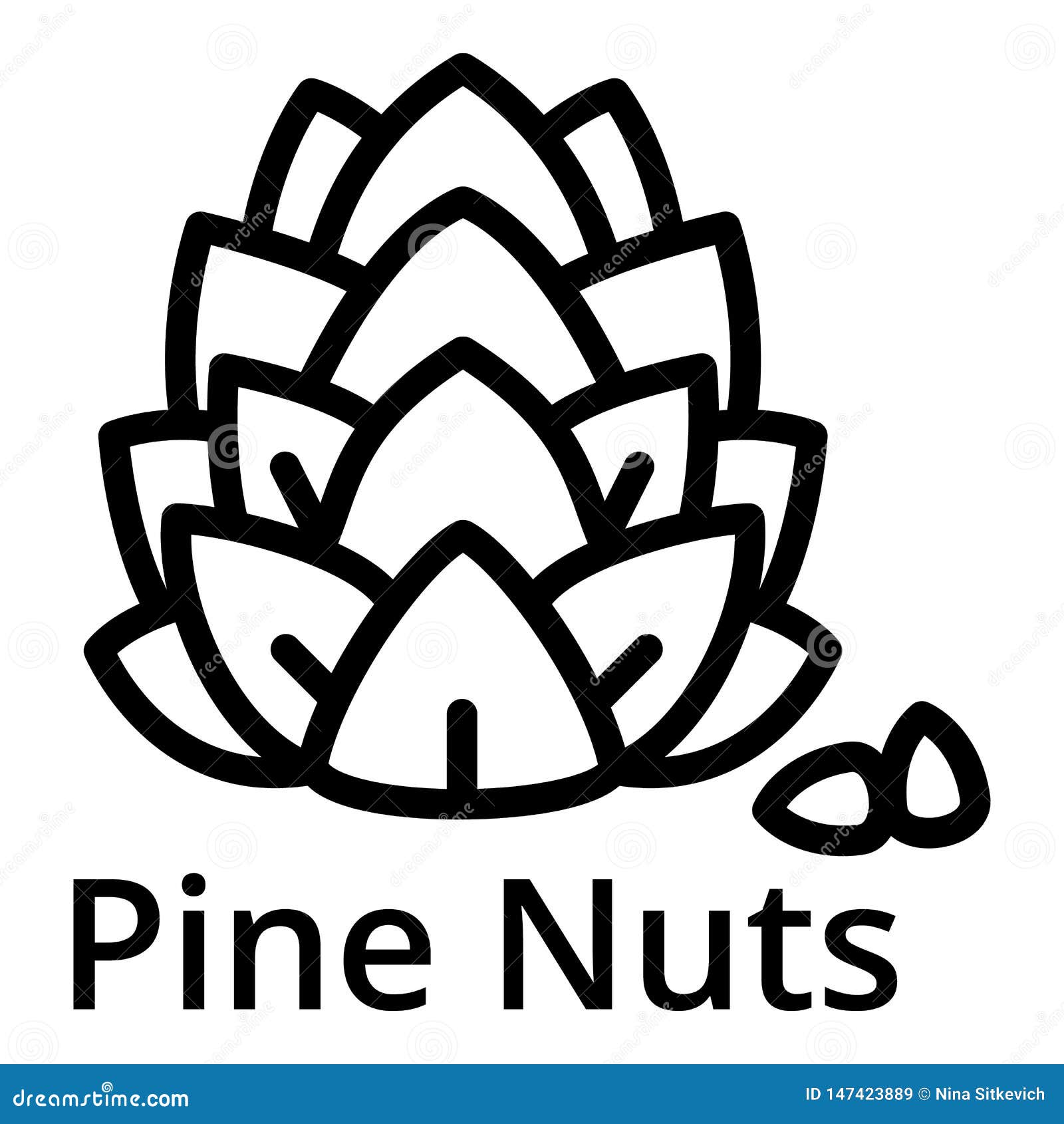 Pine Nuts Icon, Outline Style Stock Vector - Illustration of peel ...