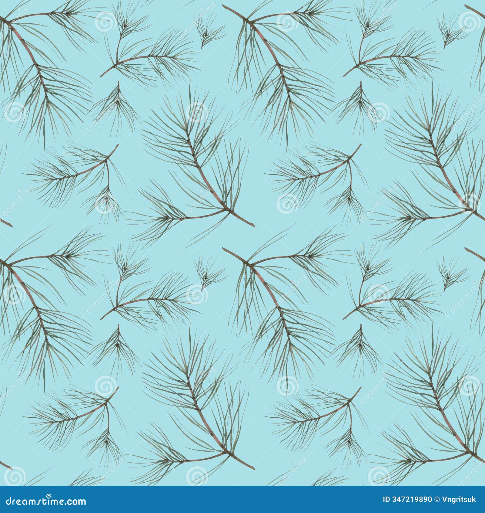 Pine Pattern. Watercolor Illustration, Drawing for Fabric. Stock ...