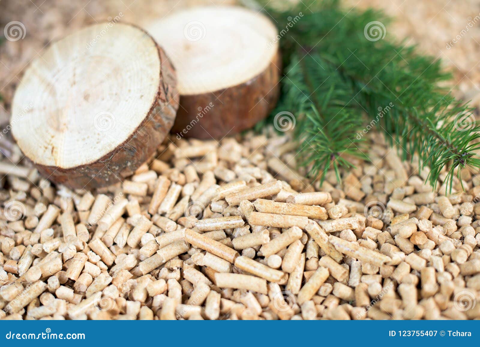 Pine pellets and biomass stock image. Image of heating - 123755407