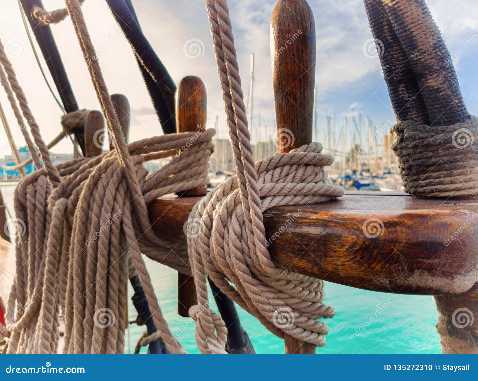 Pine Trail with Fixed Running Rigging. an Old Sailing Ship Stock Photo ...