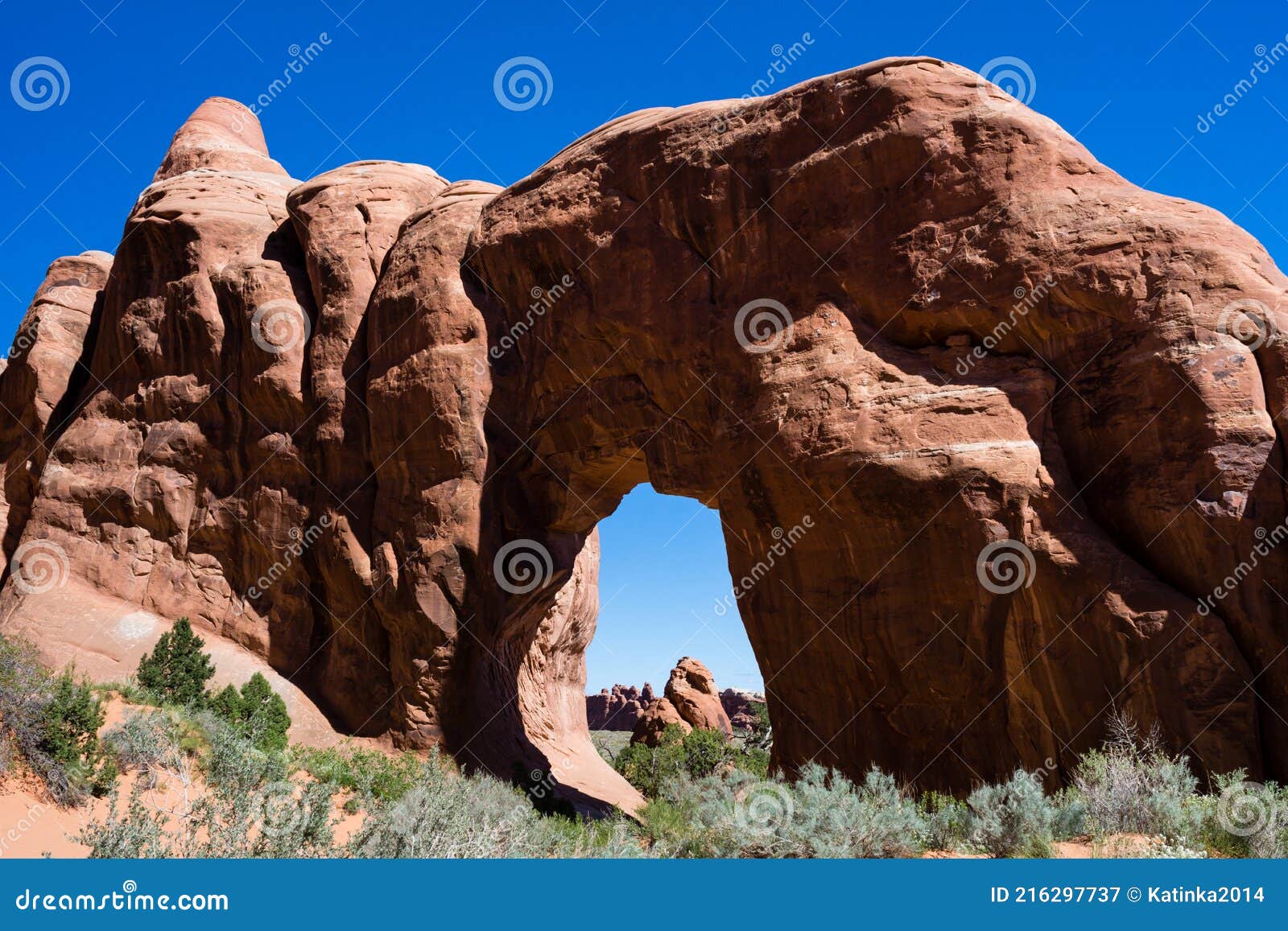 Pine Tree Arch in Arches National Park Stock Image - Image of arid ...
