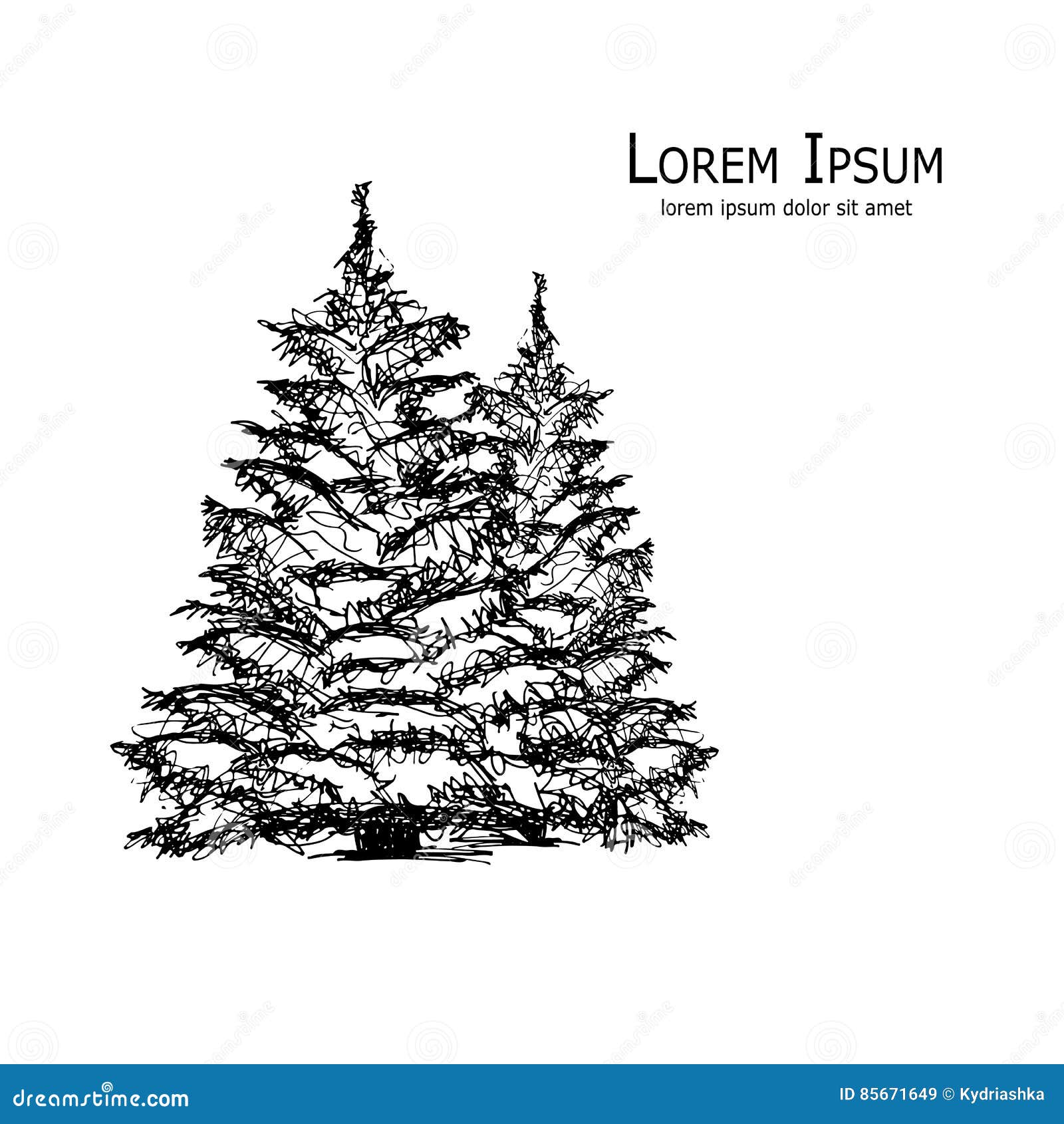 Pine Tree, Art Sketch for Your Design Stock Vector - Illustration of ...