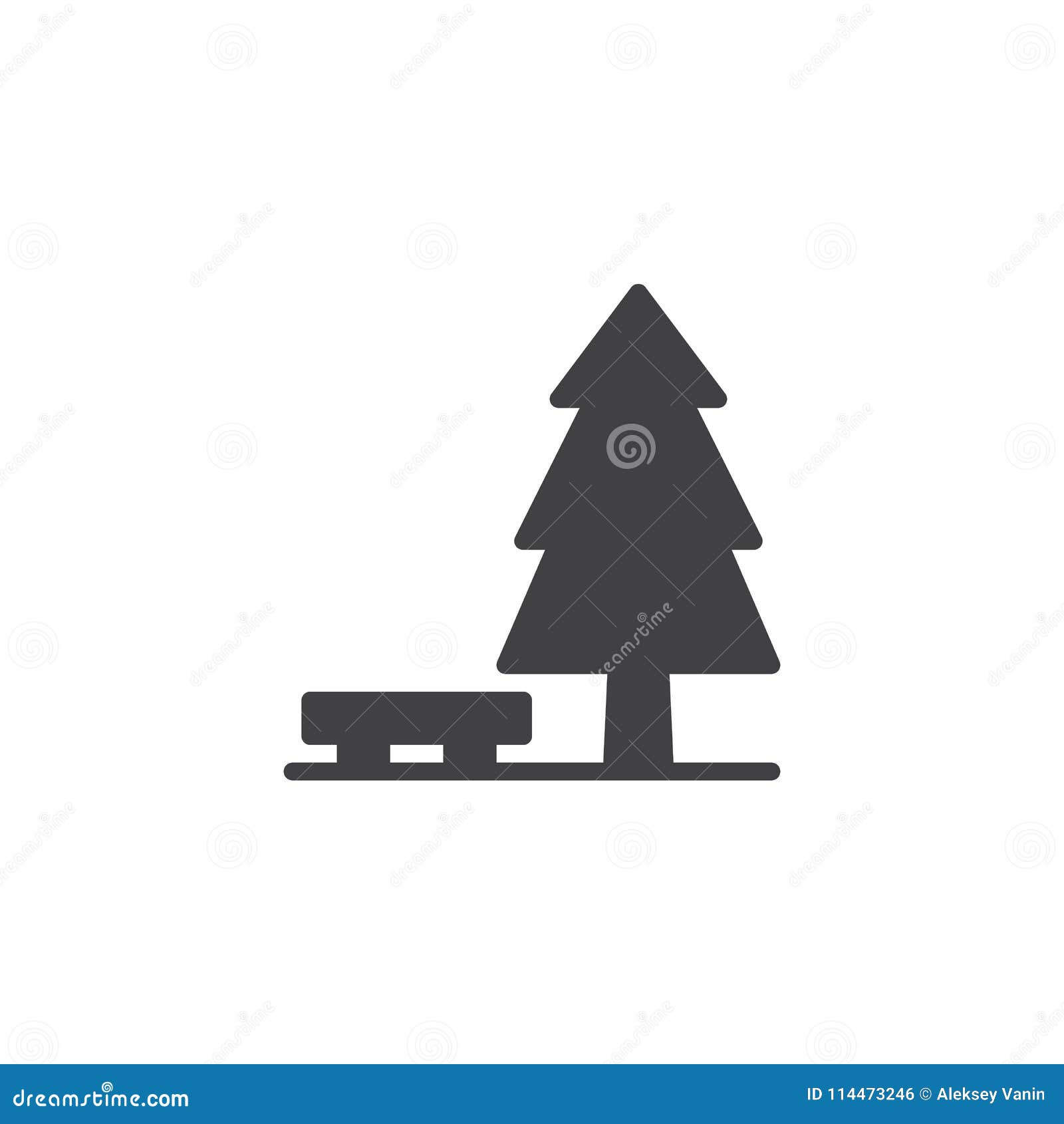 Pine Tree and Bench Vector Icon Stock Vector - Illustration of ...