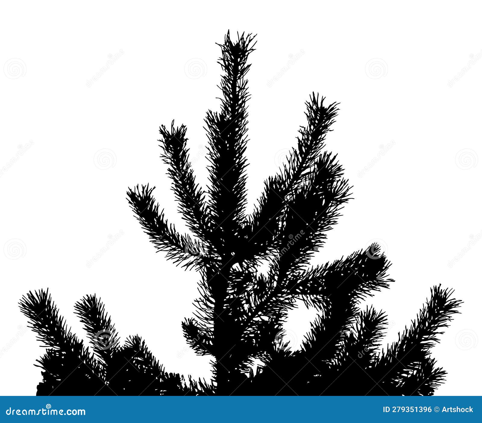 Pine Tree Branches Silhouette Stock Vector - Illustration of recreation ...