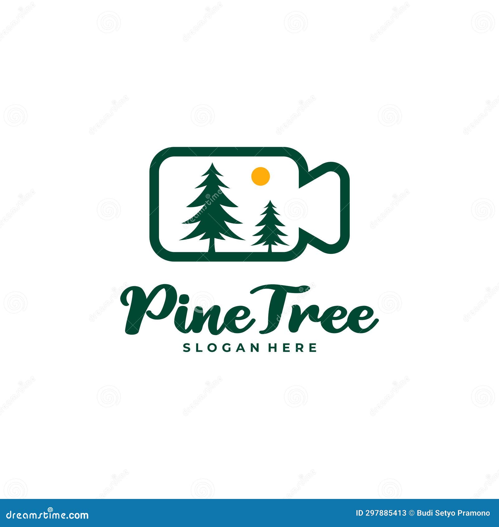 Pine Tree with Camera Logo Design Vector. Creative Pine Tree Logo ...