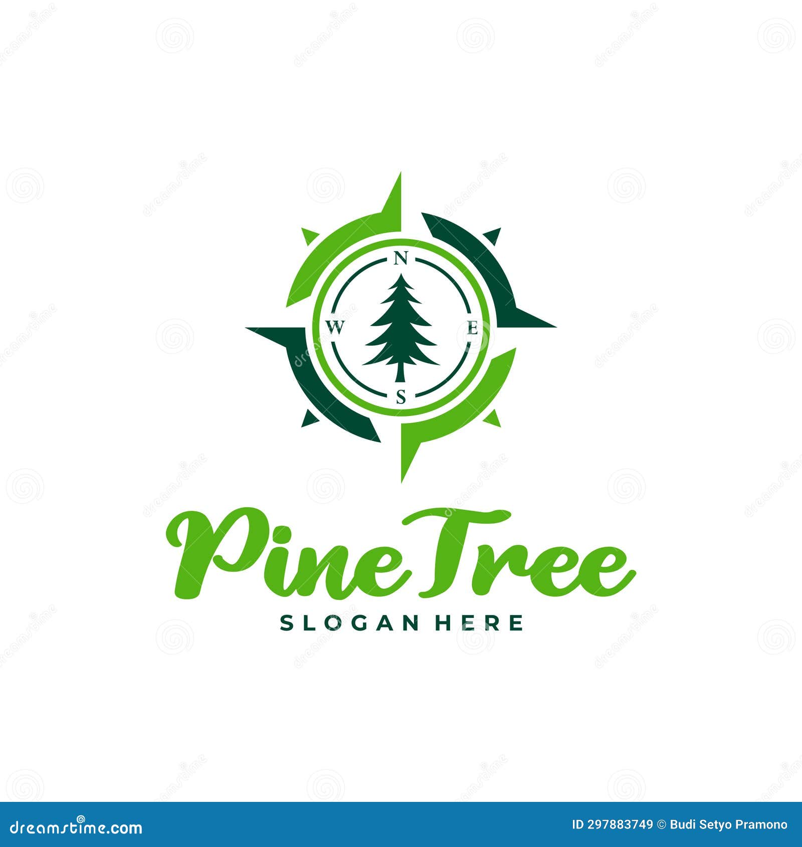 Pine Tree With Compass Logo Design Vector Creative Pine Tree Logo