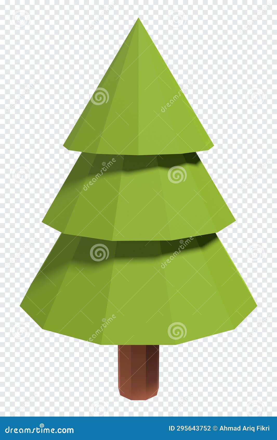 Pine Tree 3d Render Icon. Winter Pine Tree in a Low Poly Style. Cartoon ...
