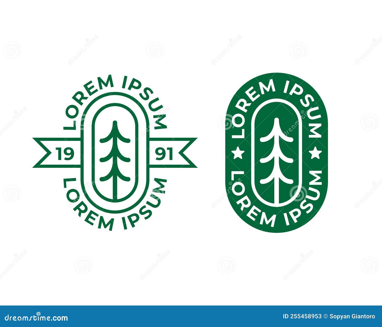 Pine Tree Emblem Logo stock vector. Illustration of camp - 255458953