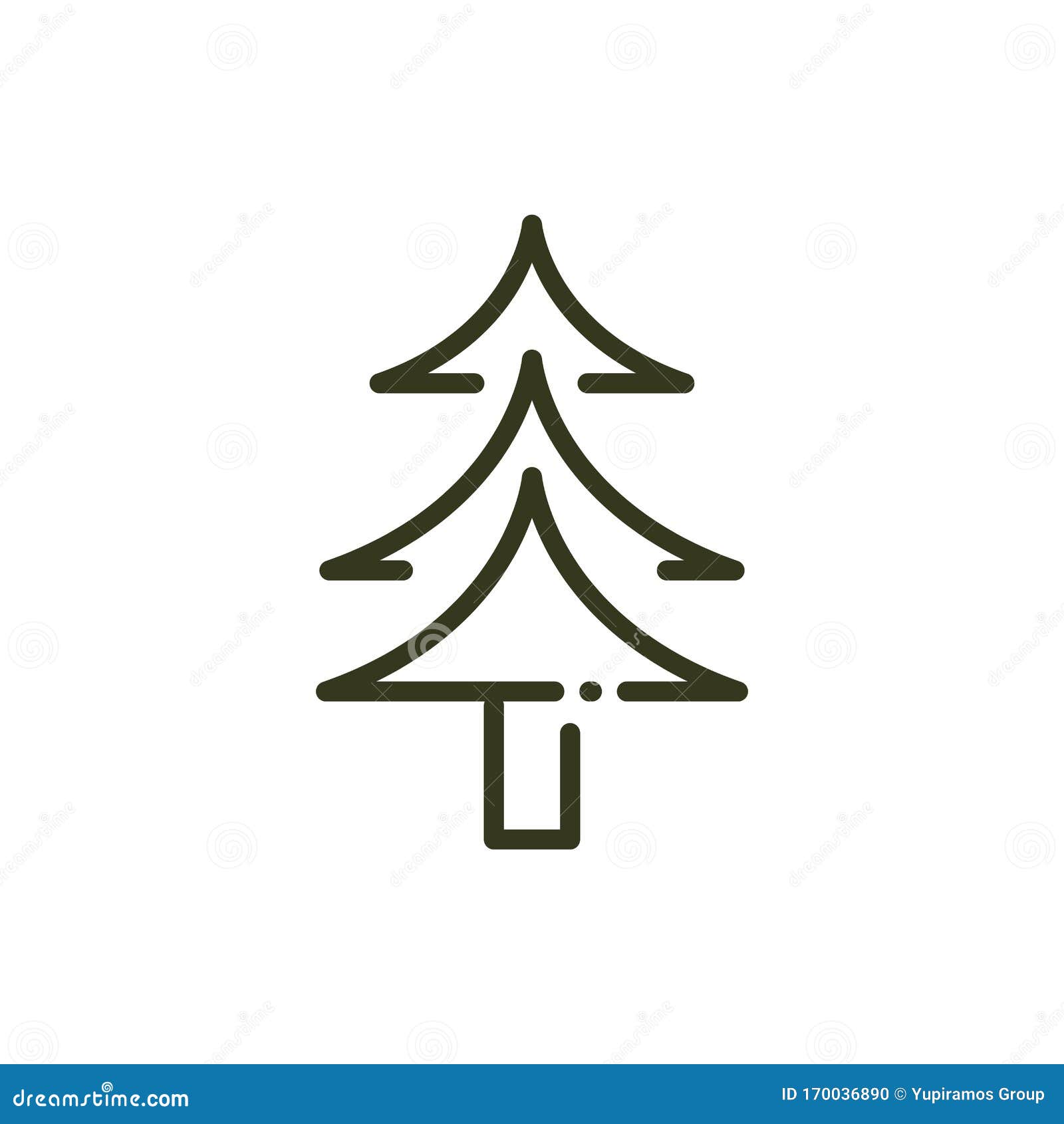 Pine Tree Forest Nature Line Design Stock Vector - Illustration of line ...