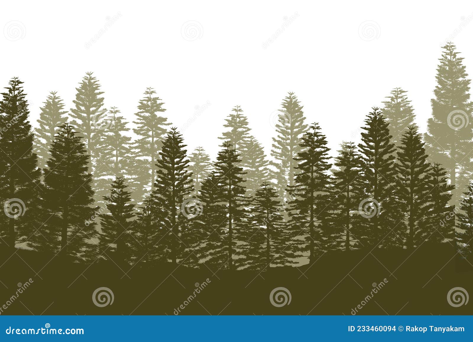 Pine Tree Forest Silhouette Isolated on White Background Stock Photo ...