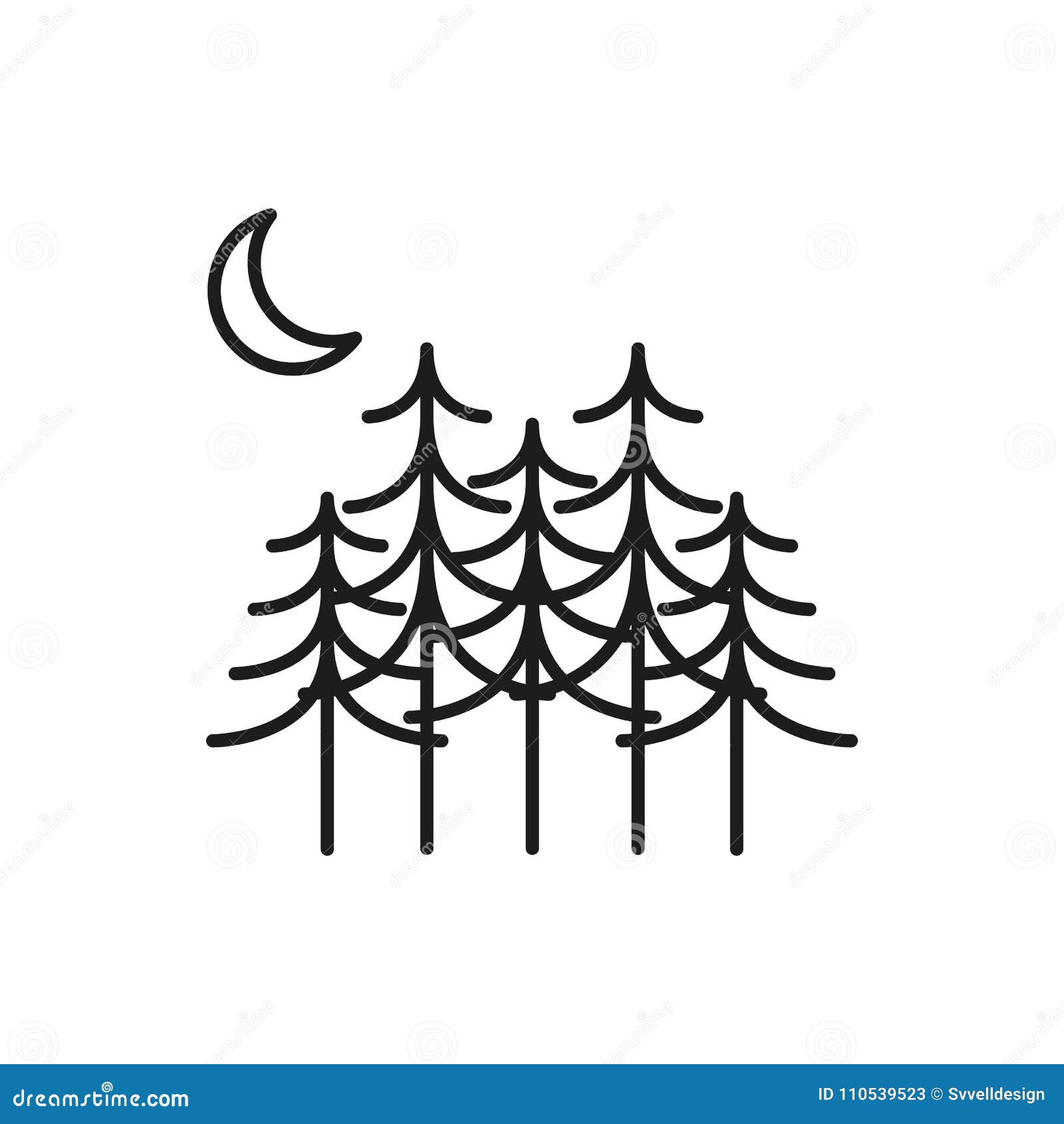 Pine Tree Forest Thin Line Icon Symbol Design Stock Vector ...