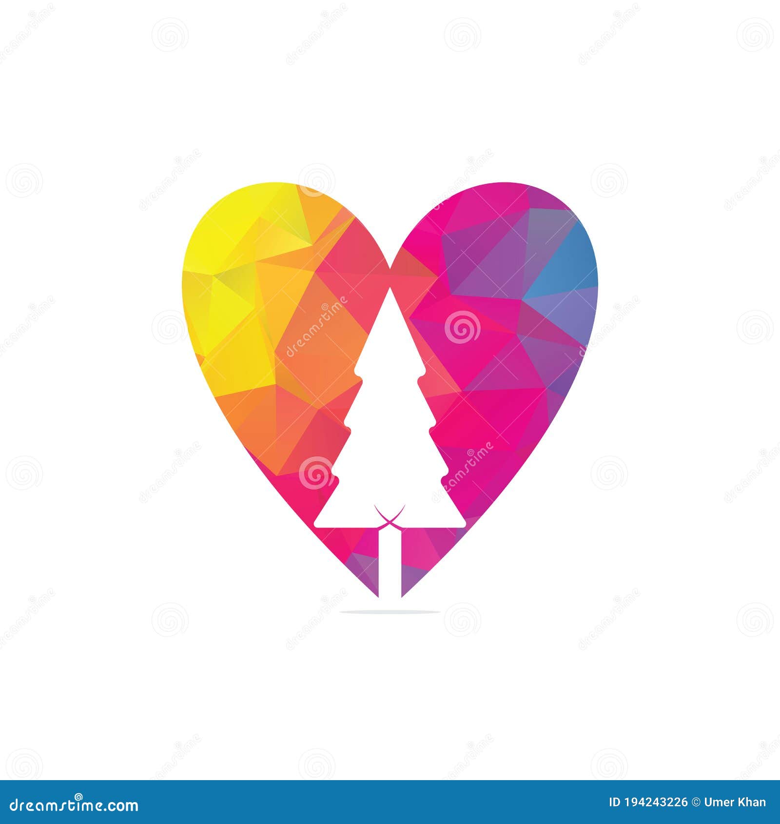 Pine Tree Heart Shape Concept Logo Design Stock Vector - Illustration ...