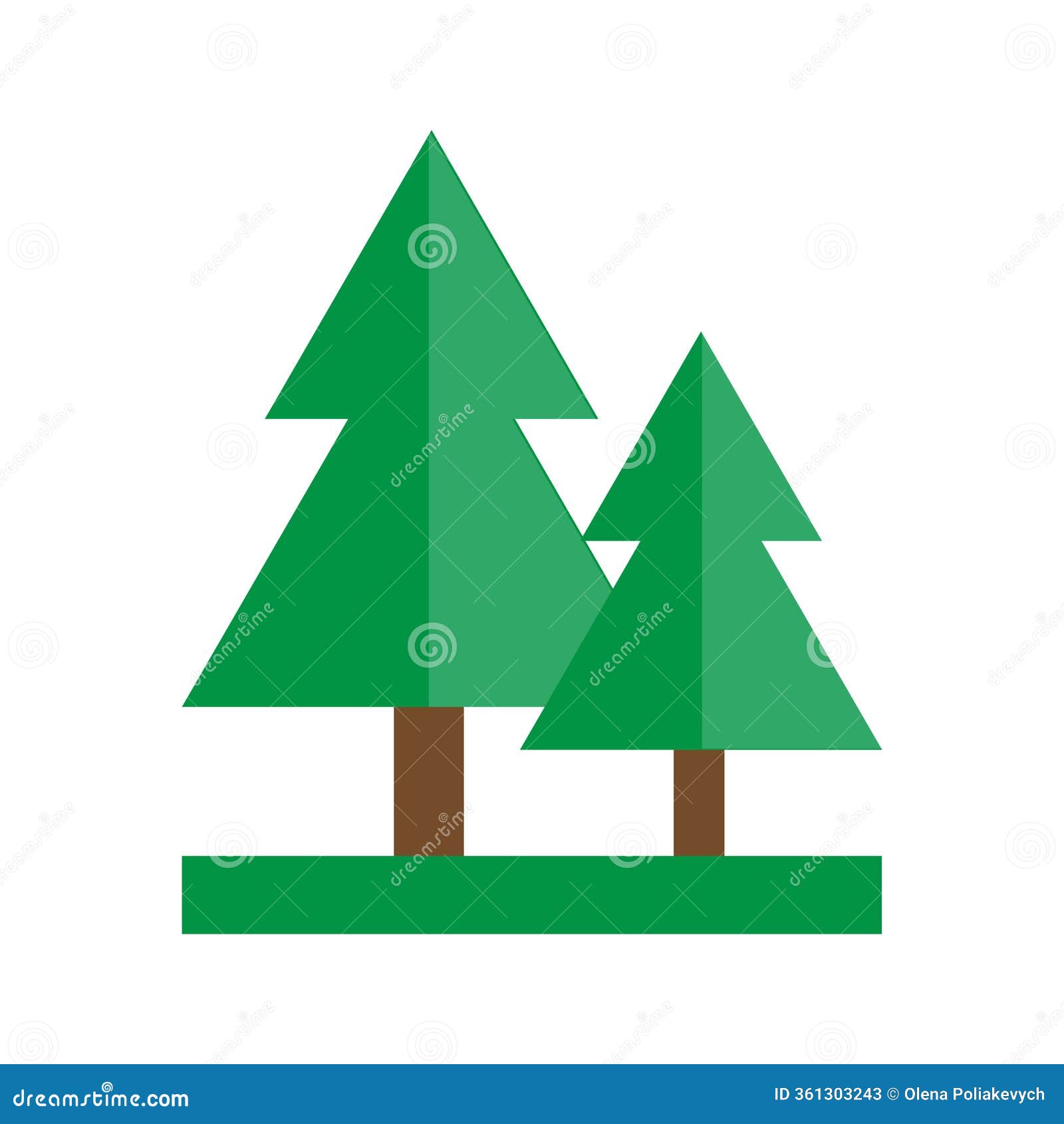 Pine Tree Icon. Evergreen Forest Shape. Simple Green Silhouette. Vector ...