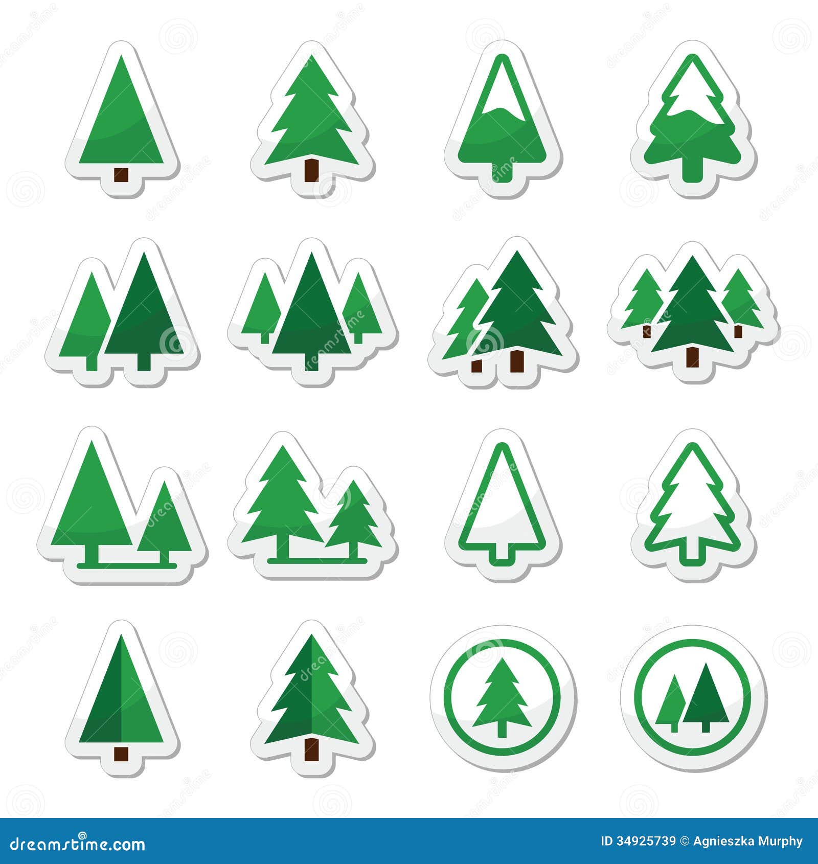 Pine tree icons set stock illustration. Illustration of green - 34925739