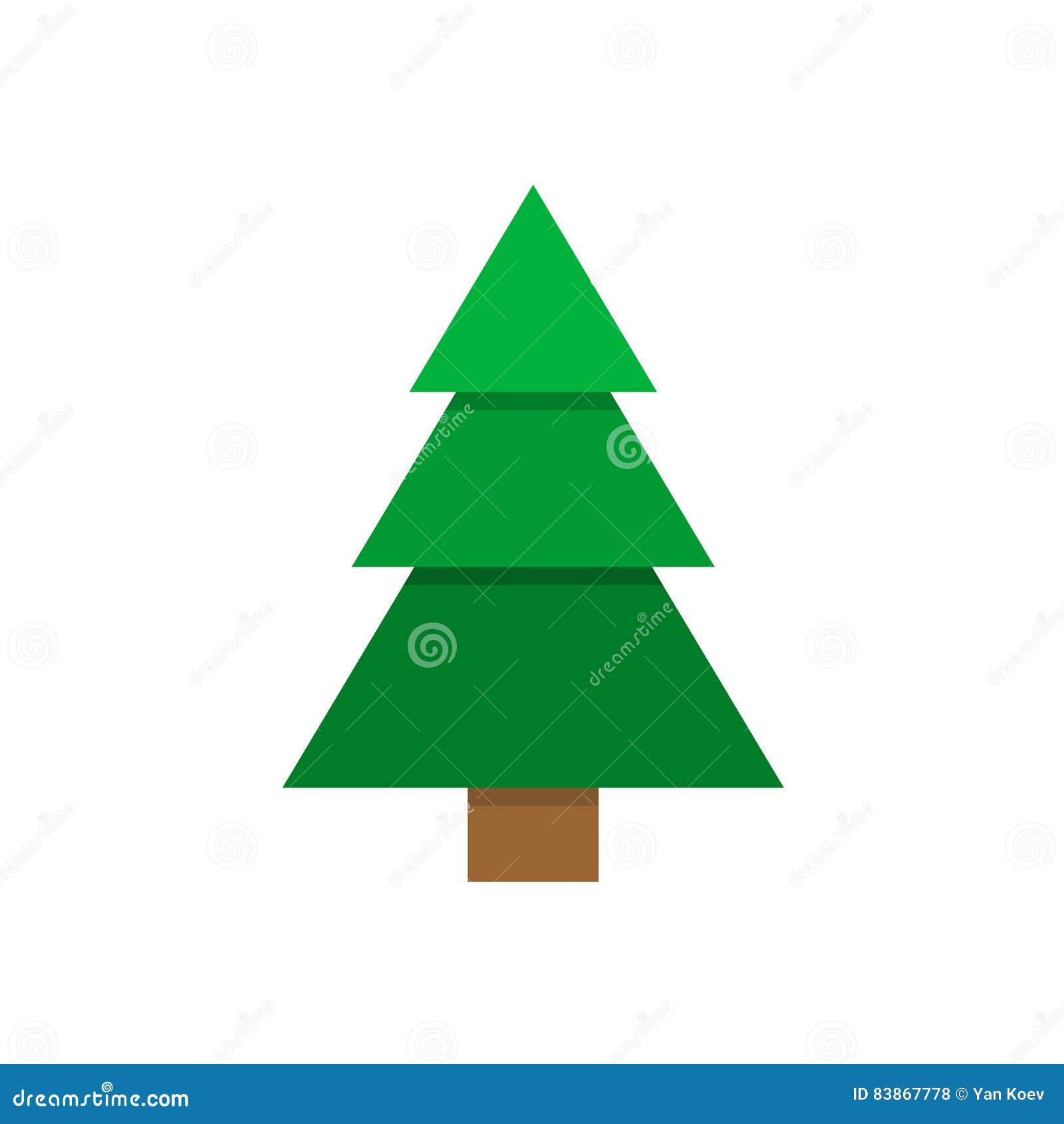 Pine Tree Flat Geometric Paper Style Illustration. Stock Vector ...