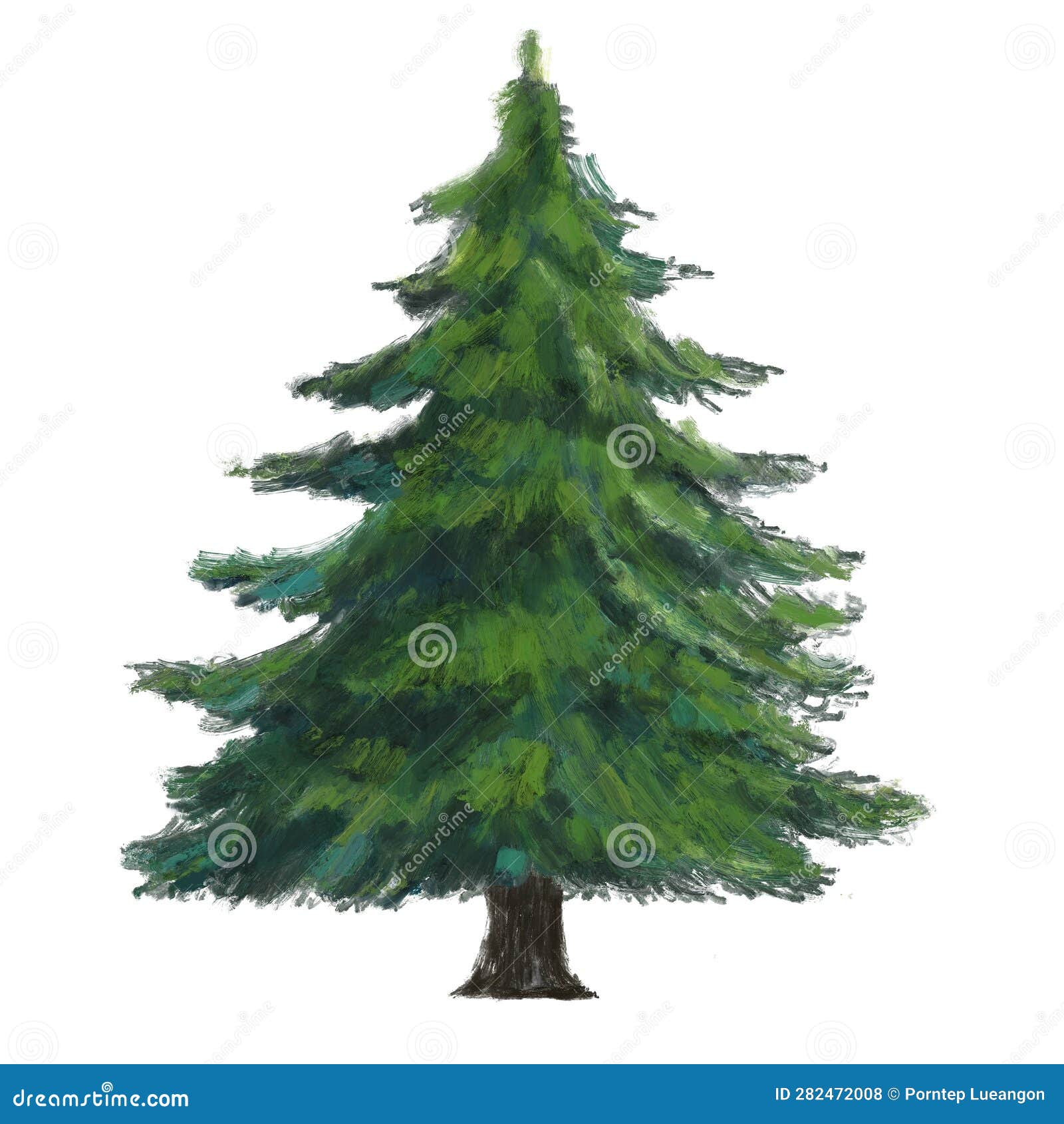 Pine Tree Isolated Background Digital Illustration Stock Illustration ...