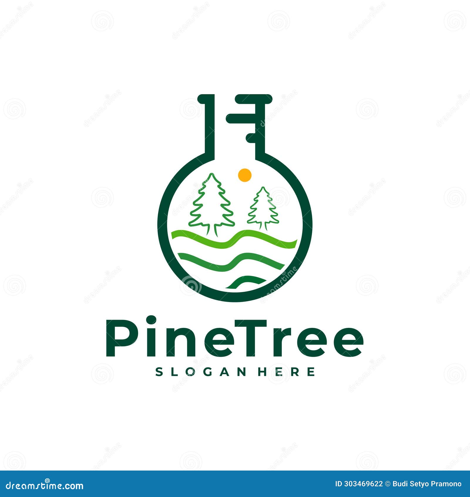 Pine Tree with Lab Logo Design Vector. Creative Pine Tree Logo Concepts ...