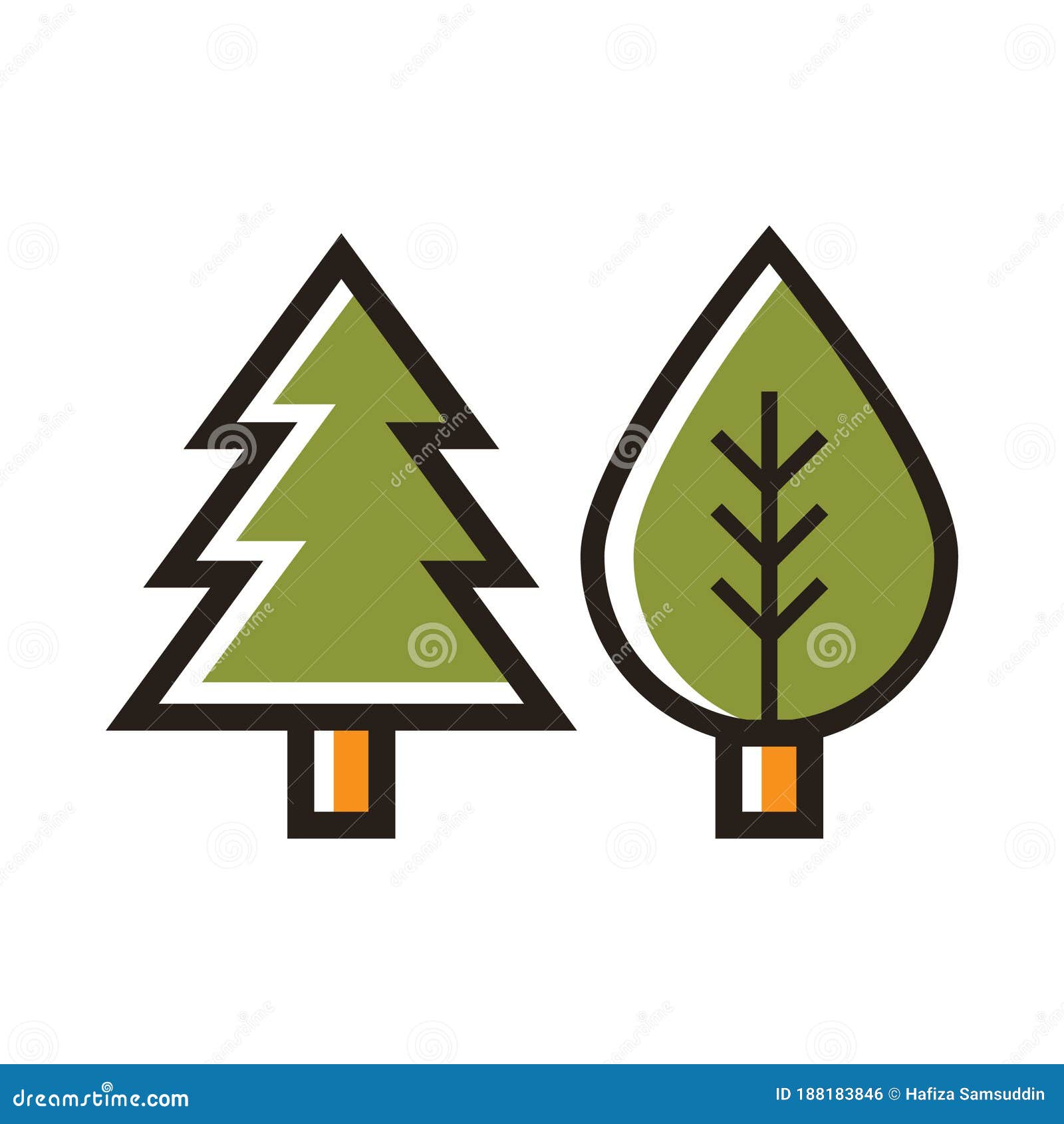 A Pine Tree and Leaf Illustration. Stock Vector - Illustration of pines ...