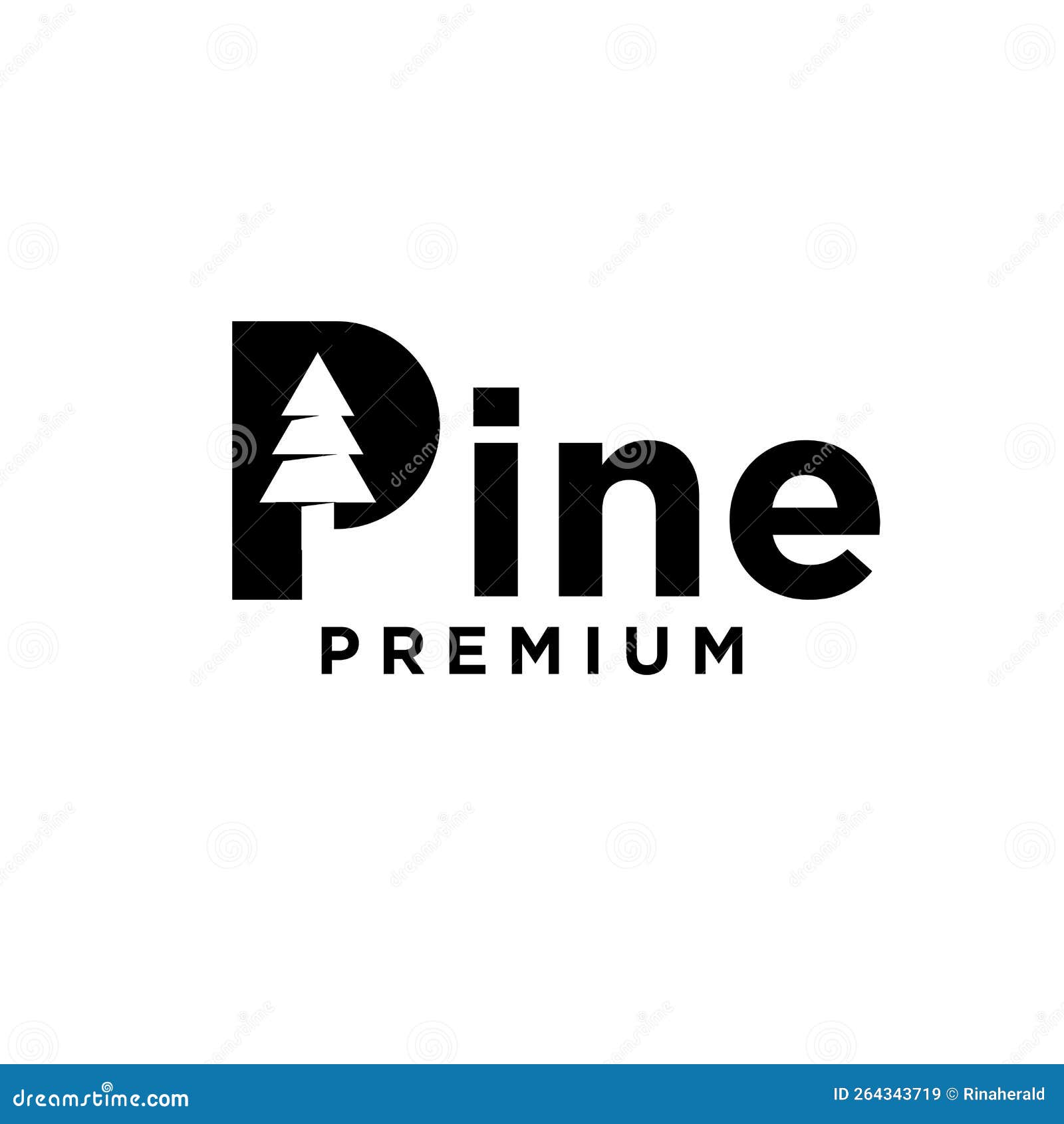 Pine Tree Letter Initial Logo Icon Design Stock Illustration ...