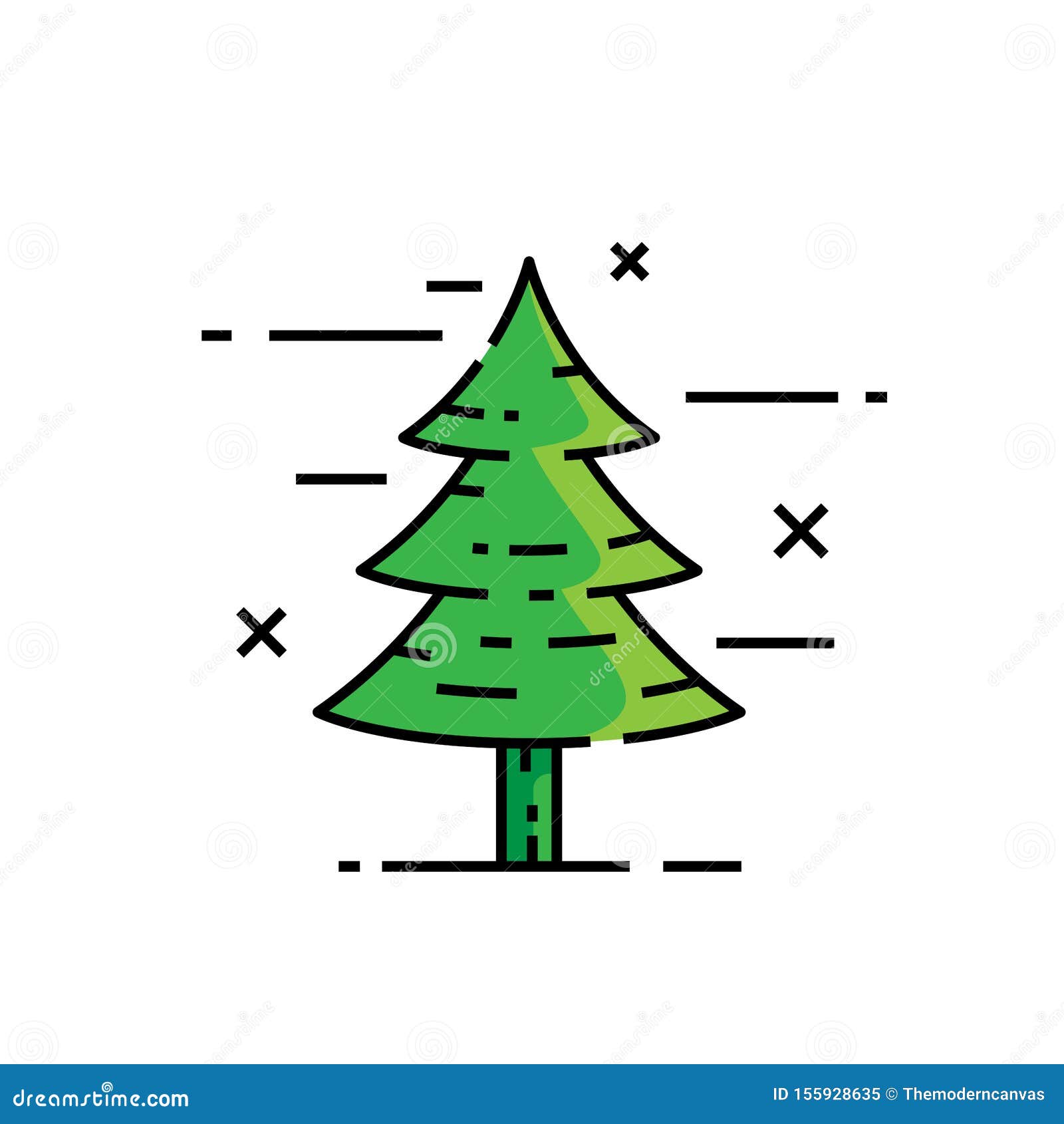 Pine tree line icon stock vector. Illustration of wood - 155928635