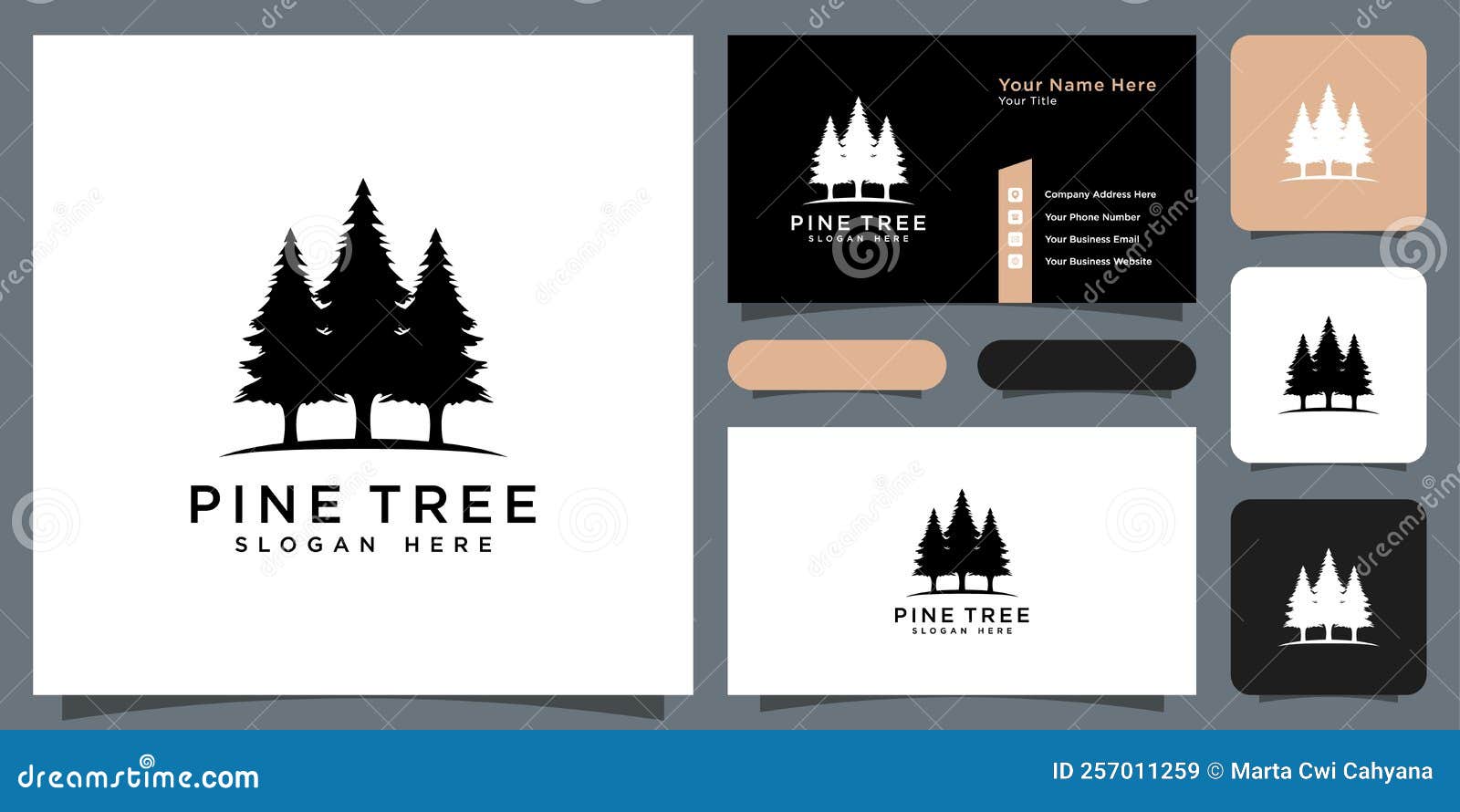 Pine Tree Logo Vector Design Template Stock Vector - Illustration of environment, design: 257011259