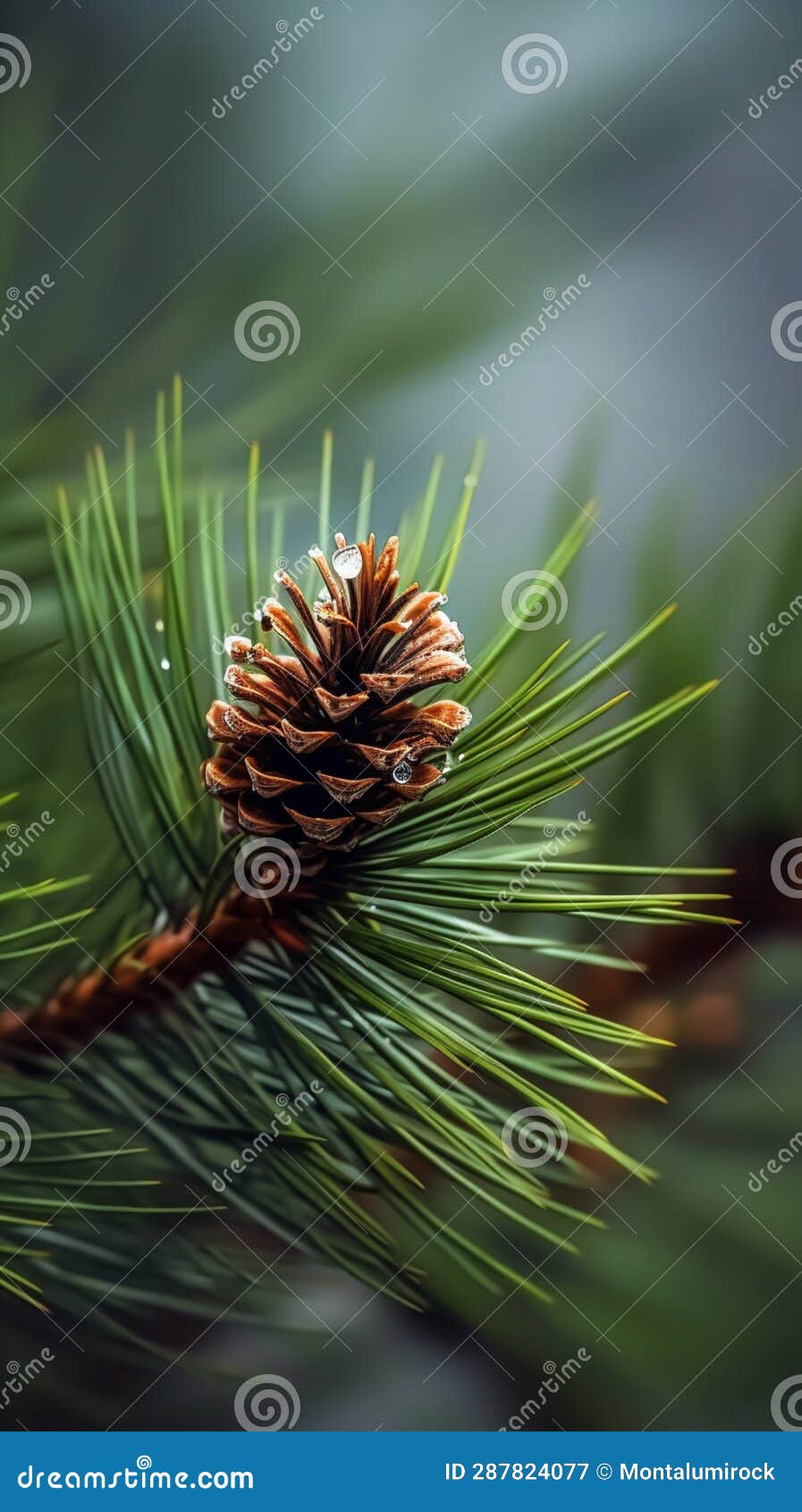 Pine Tree Macro Photo Wallpaper Dark Blurred Background Stock ...