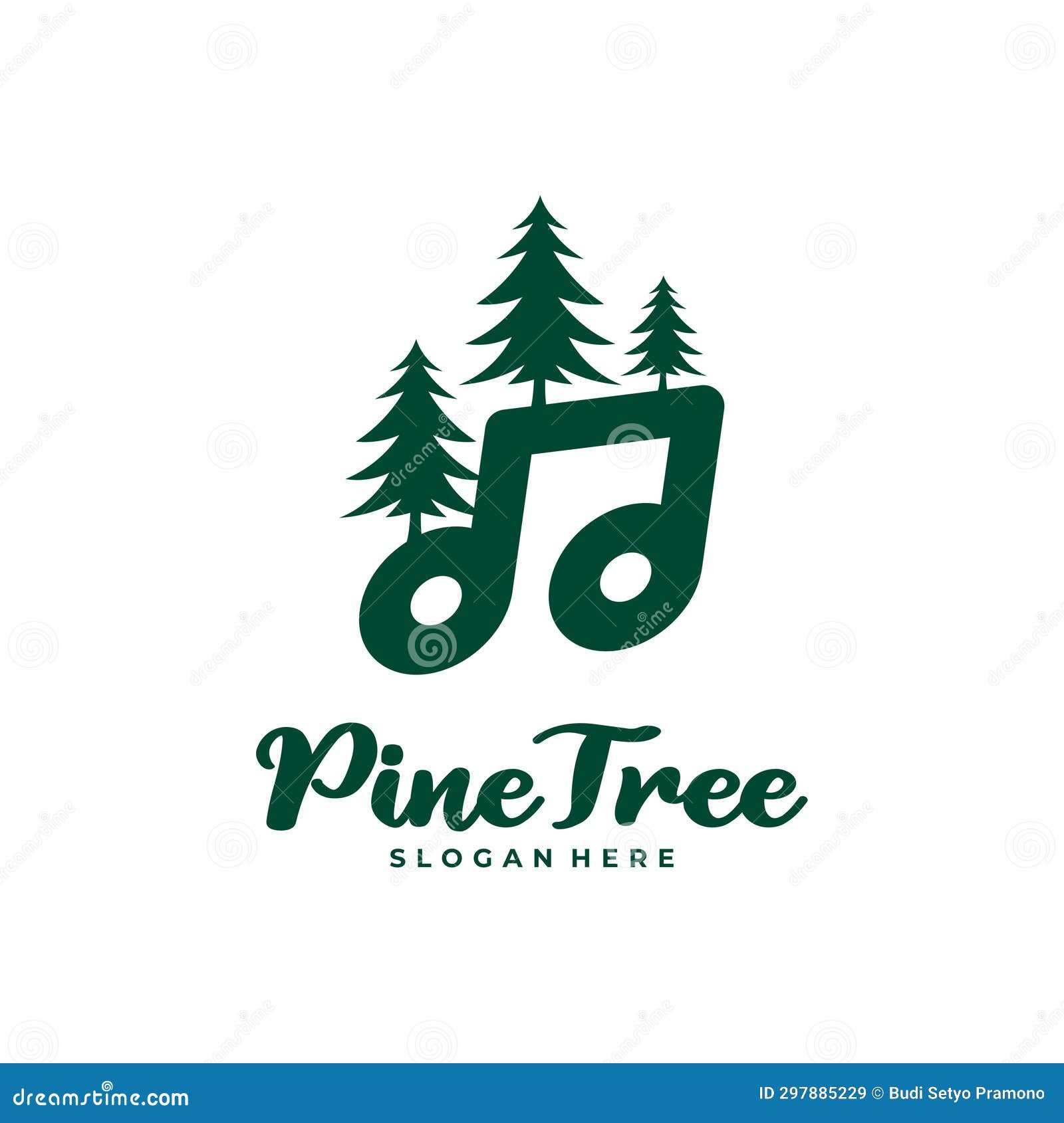 Pine Tree with Note Music Logo Design Vector. Creative Pine Tree Logo ...