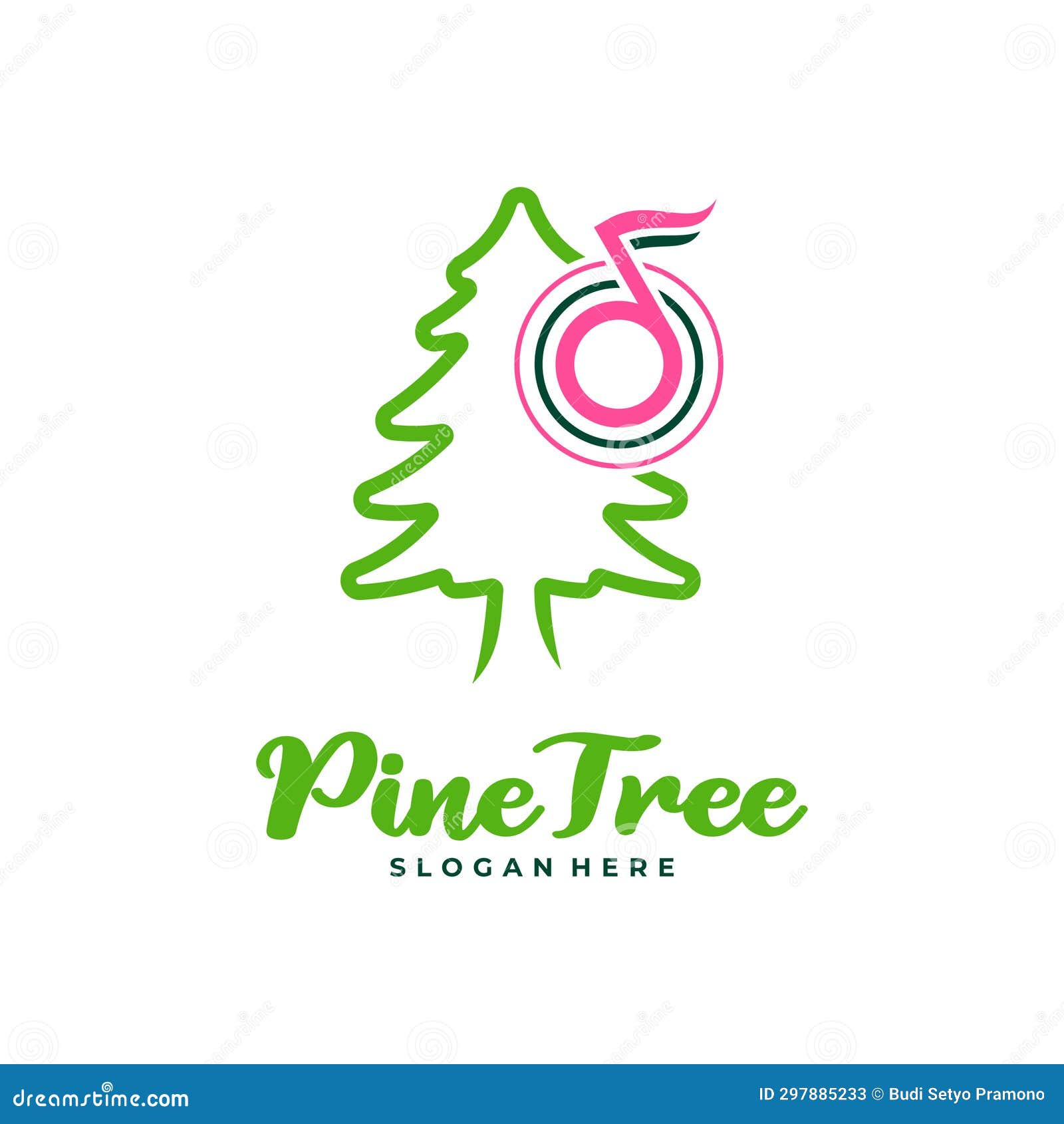 Pine Tree with Note Music Logo Design Vector. Creative Pine Tree Logo ...