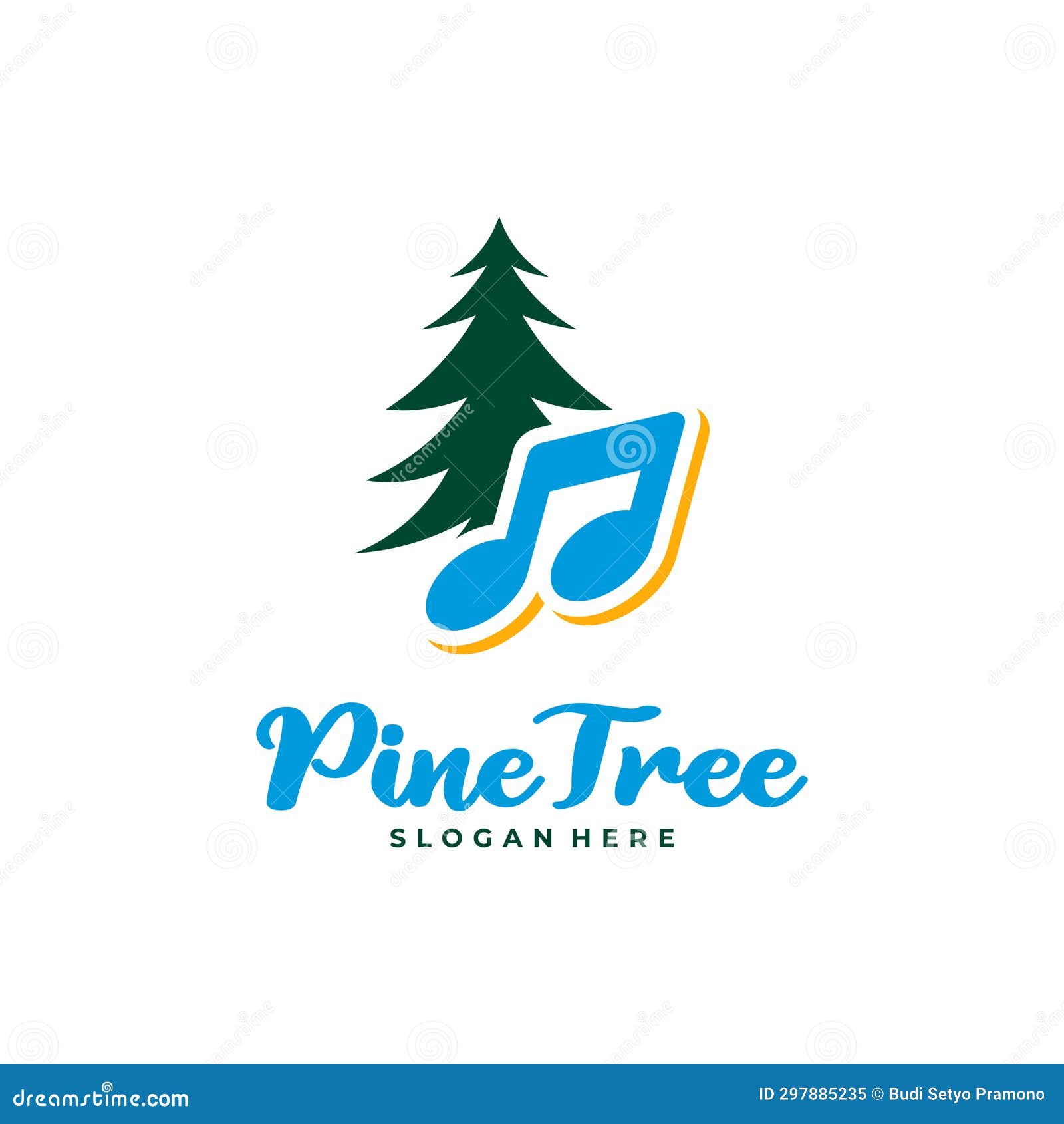Pine Tree with Note Music Logo Design Vector. Creative Pine Tree Logo ...