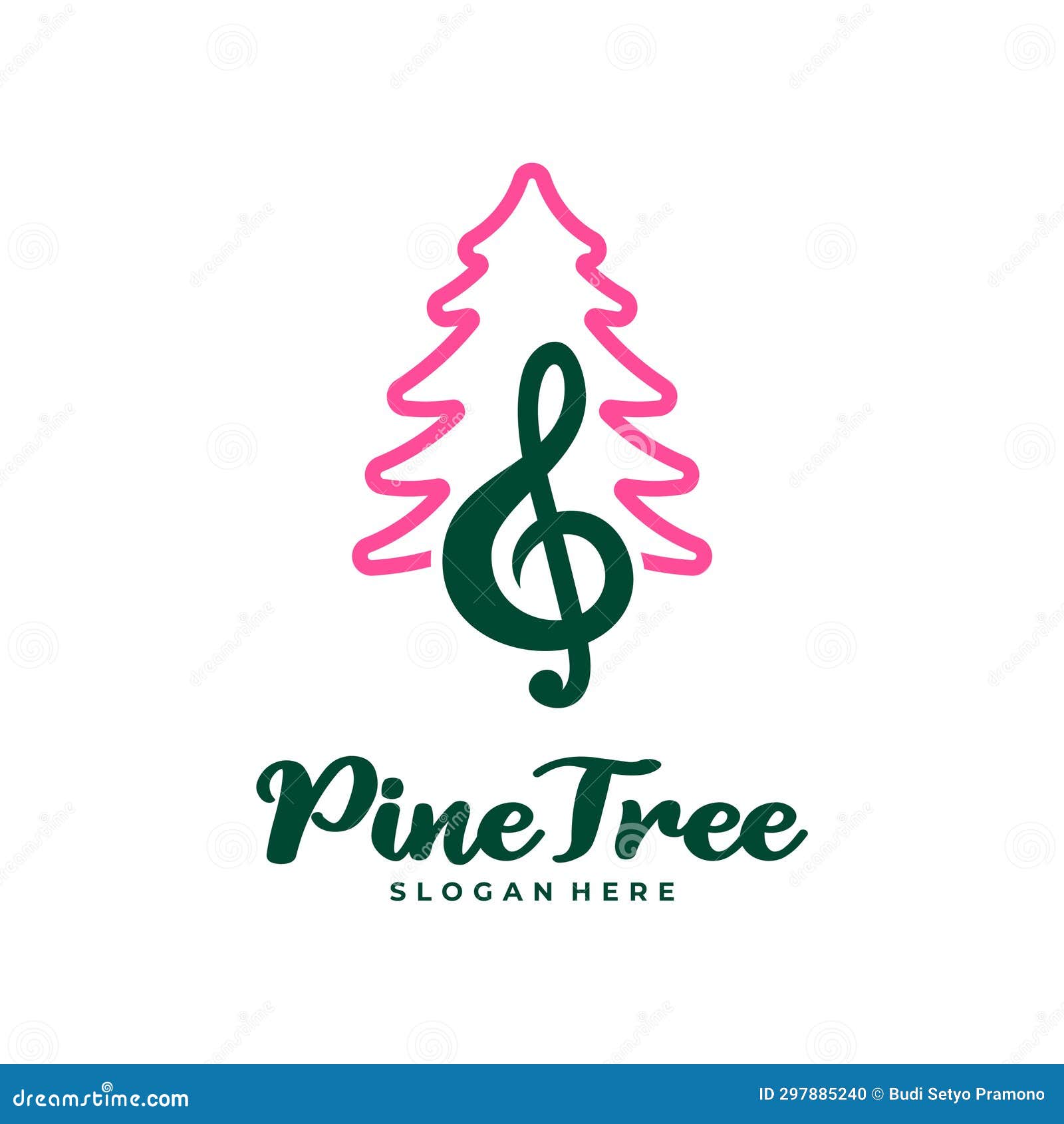 Pine Tree with Note Music Logo Design Vector. Creative Pine Tree Logo ...