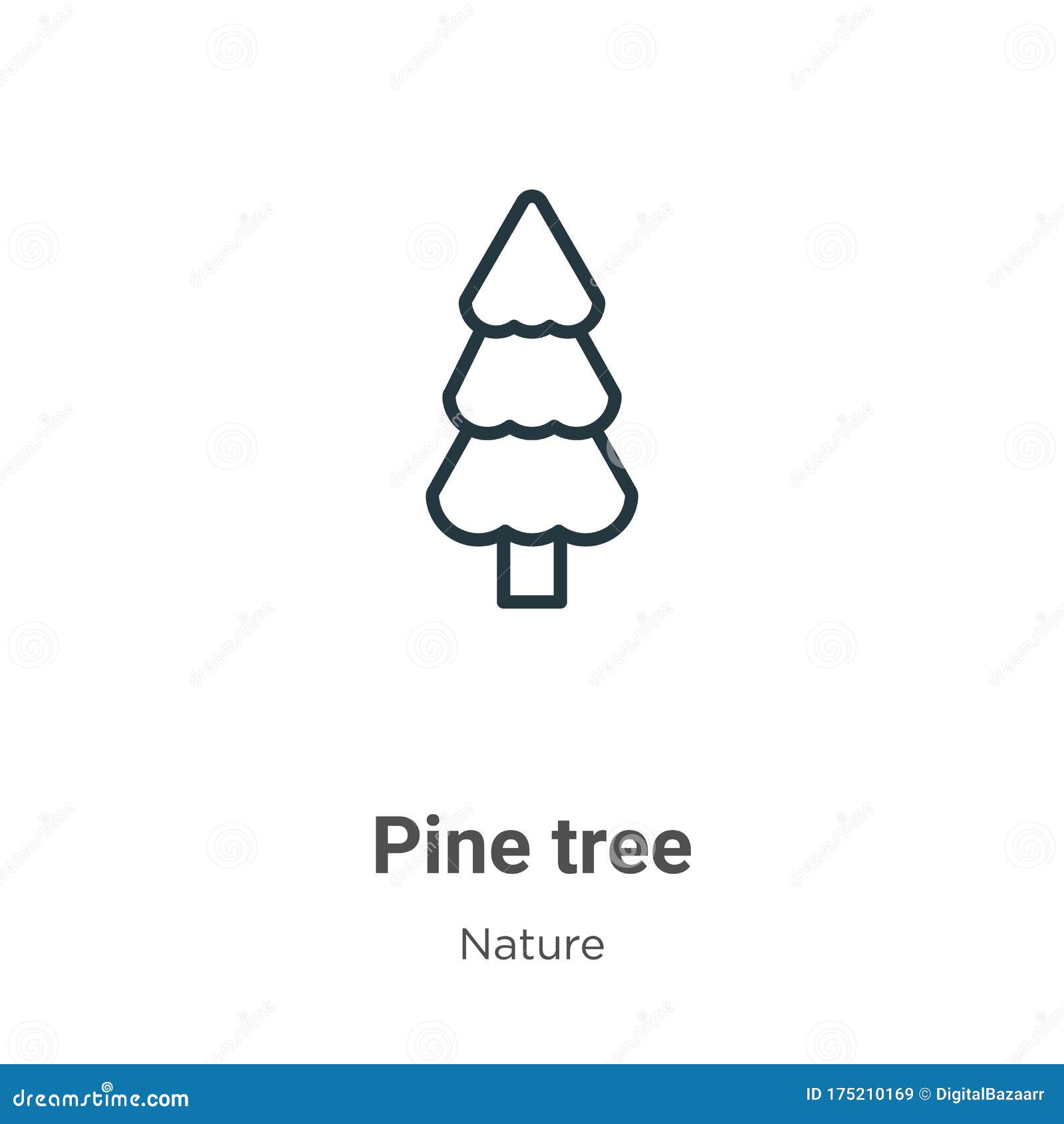 Pine Tree Outline Vector Icon. Thin Line Black Pine Tree Icon, Flat ...