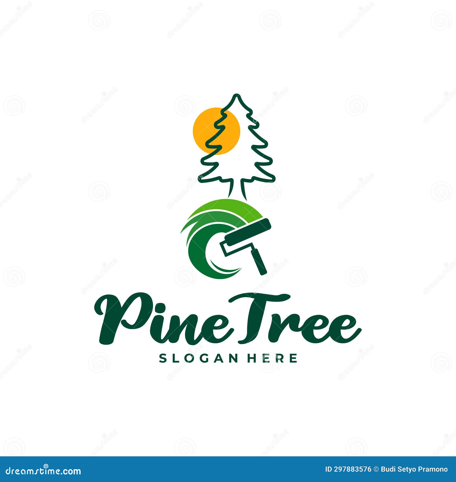 Pine Tree with Paint Logo Design Vector. Creative Pine Tree Logo ...