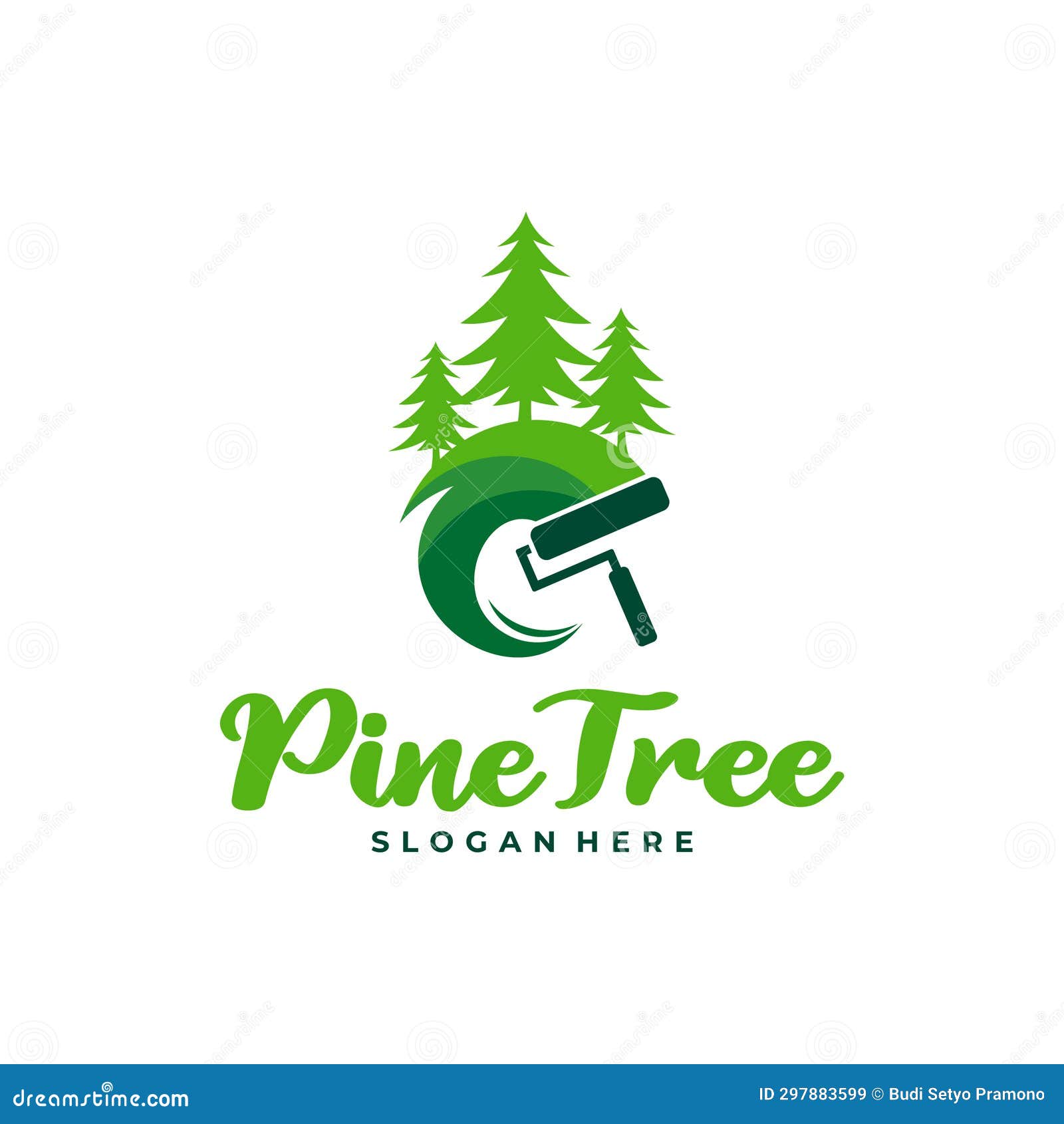Pine Tree with Paint Logo Design Vector. Creative Pine Tree Logo ...