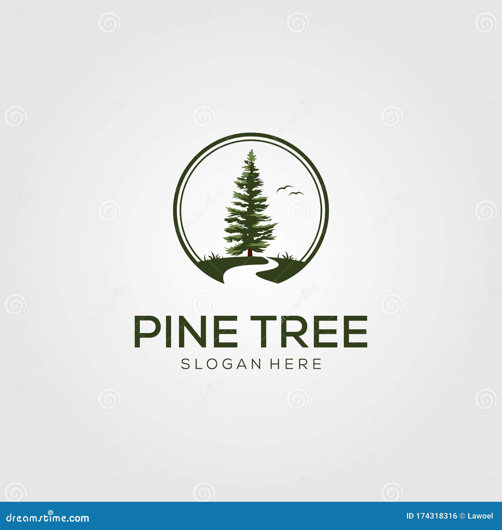 Pine Tree with River Logo Vector Stock Vector - Illustration of creek ...