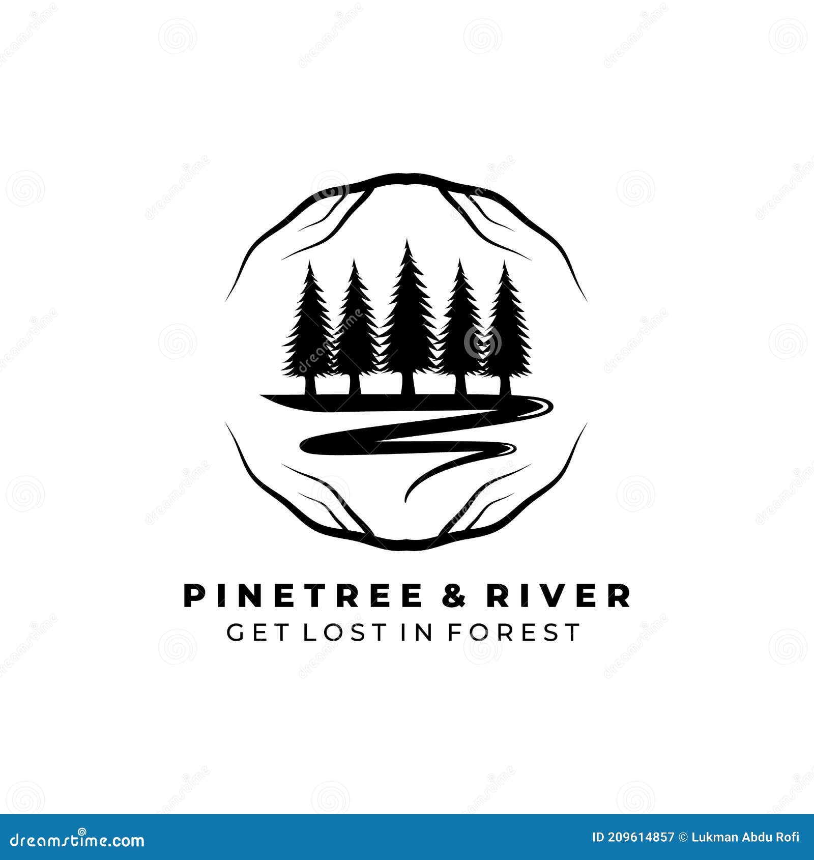 Pine Tree and River Logo Vector Illustration Design, River Tree Stock ...