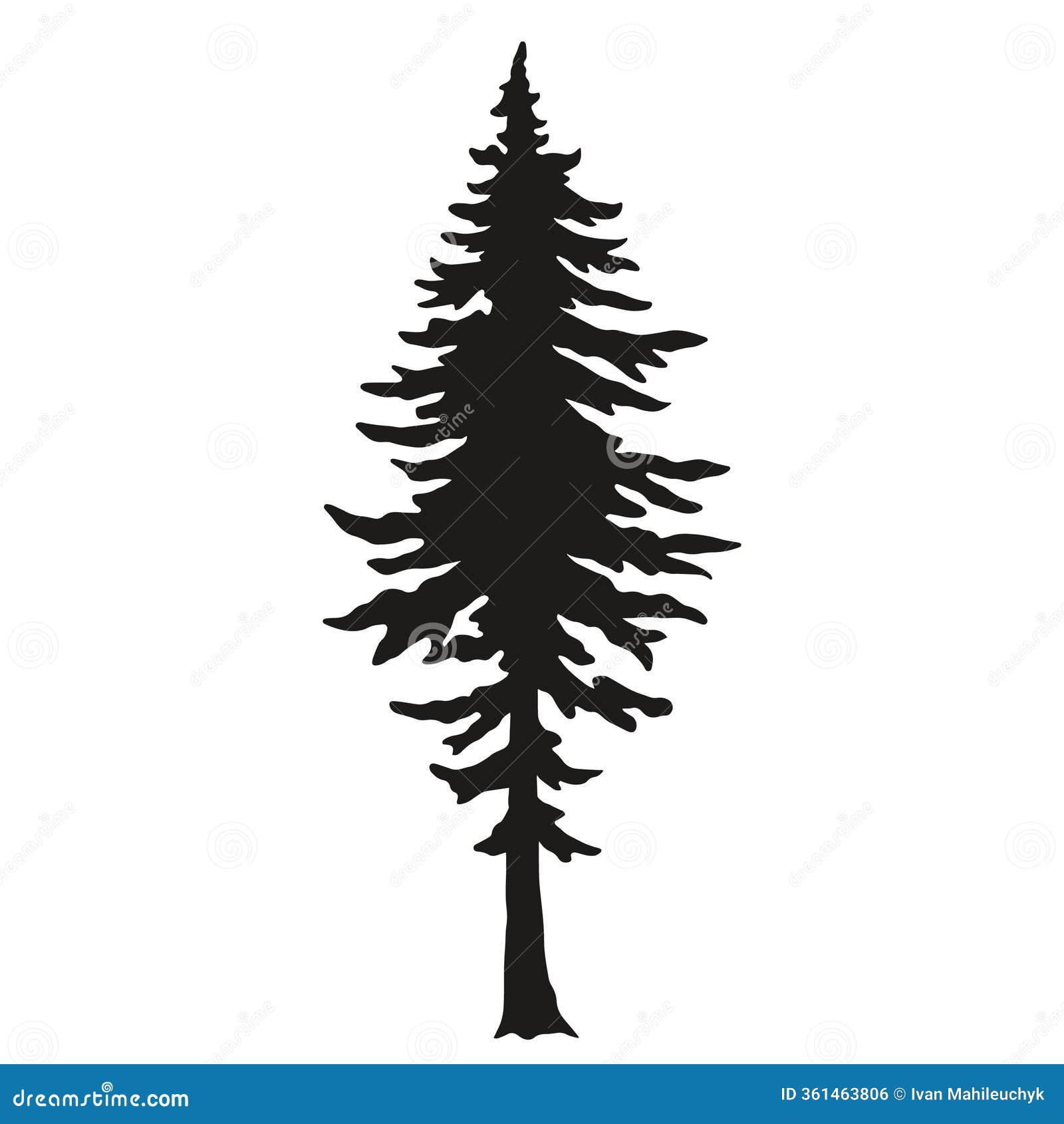 Pine Tree Silhouette Against a Plain Background Stock Illustration ...