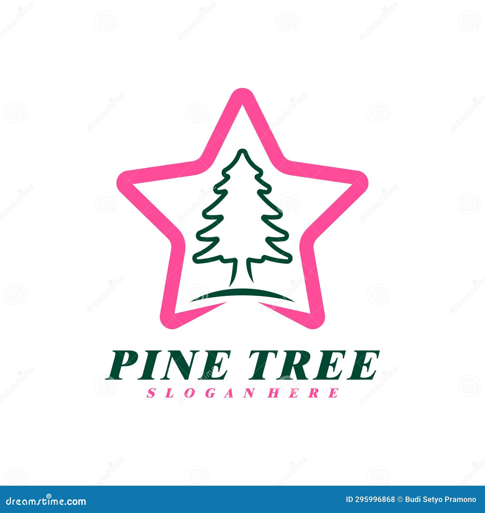 Pine Tree with Star Logo Design Vector. Creative Pine Tree Logo ...