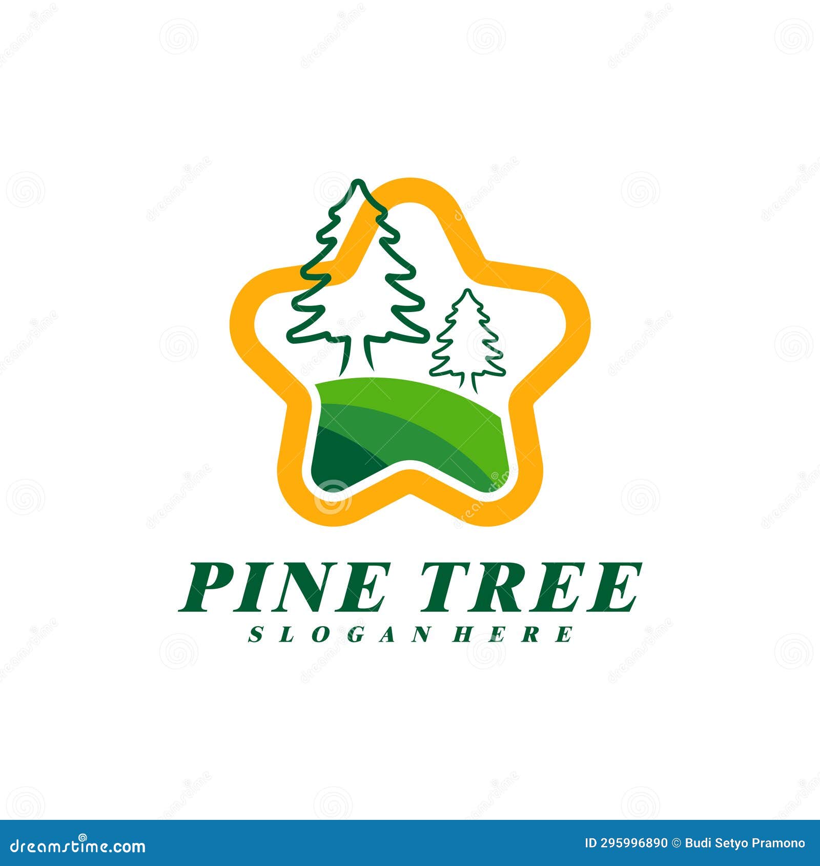 Pine Tree with Star Logo Design Vector. Creative Pine Tree Logo ...
