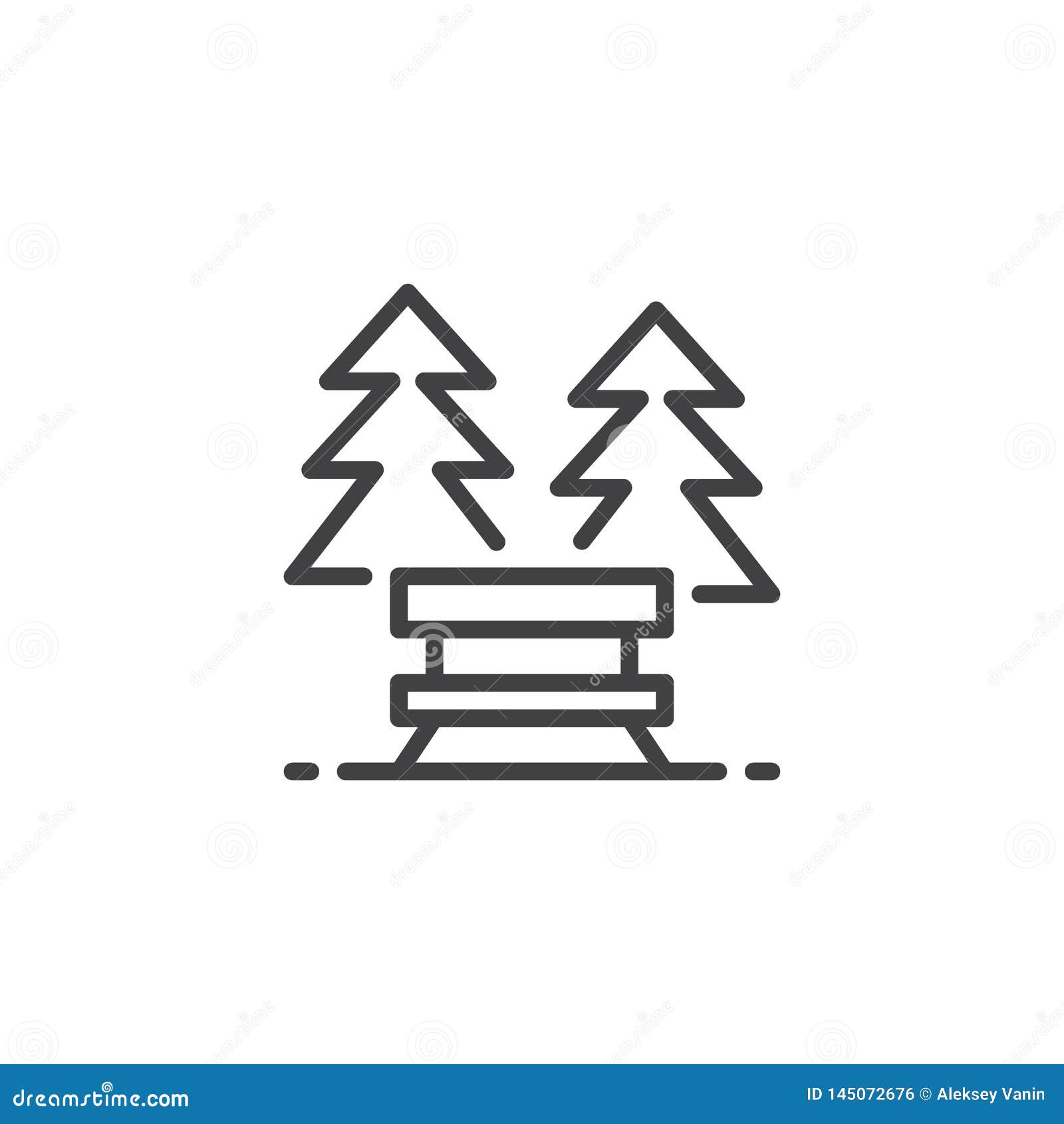 Pine Trees and Bench Line Icon Stock Vector - Illustration of design ...