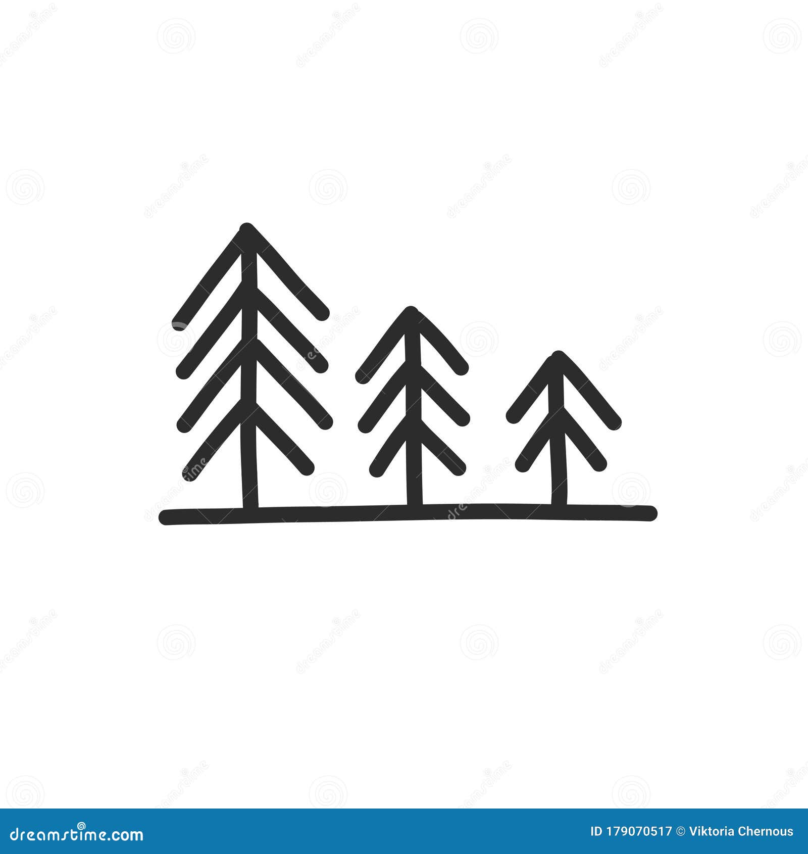 Pine Trees Doodle Icon, Vector Illustration Stock Illustration ...