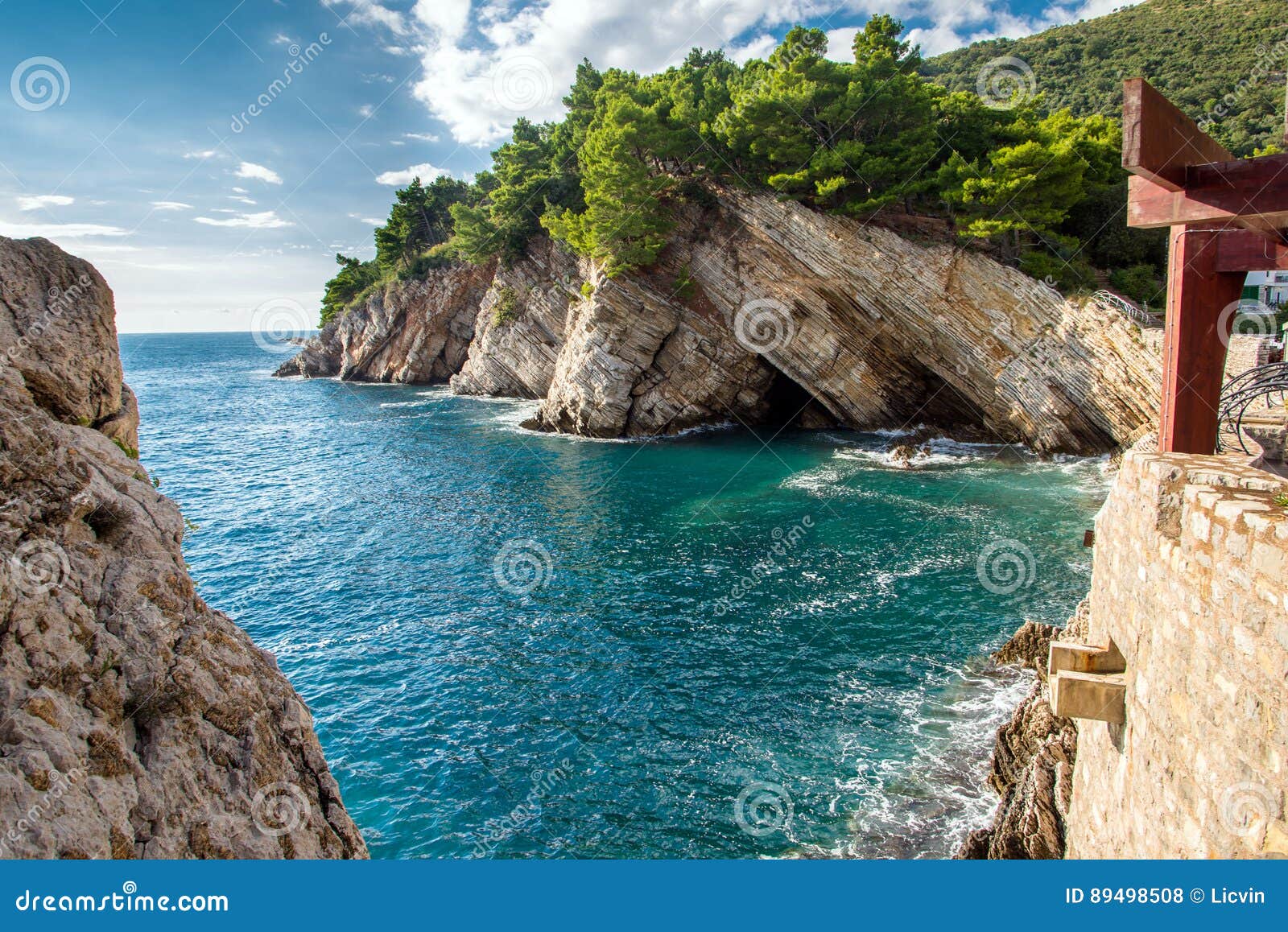 Pine Trees and Rocks on the Shore Stock Photo - Image of rocks ...