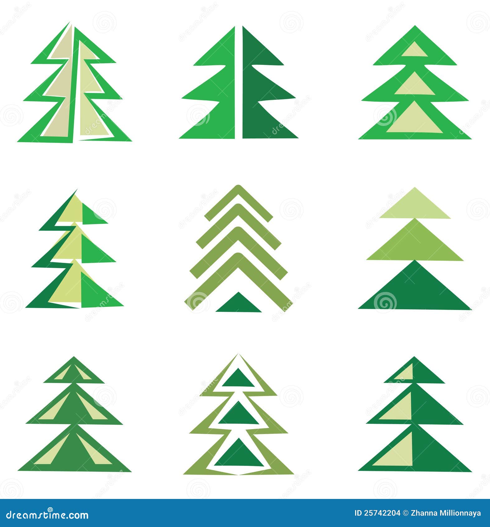 Pine trees set of symbols stock vector. Illustration of color - 25742204