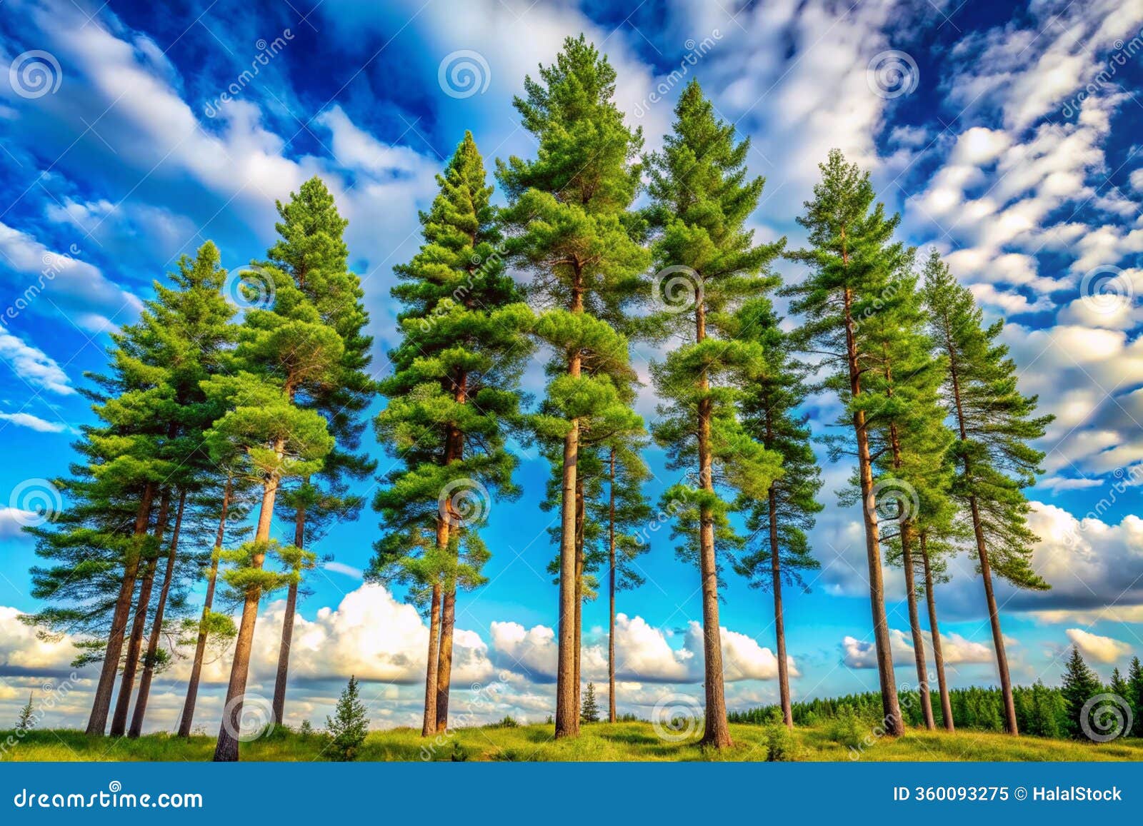 Pine Trees with Sky Background Stock Illustration - Illustration of ...