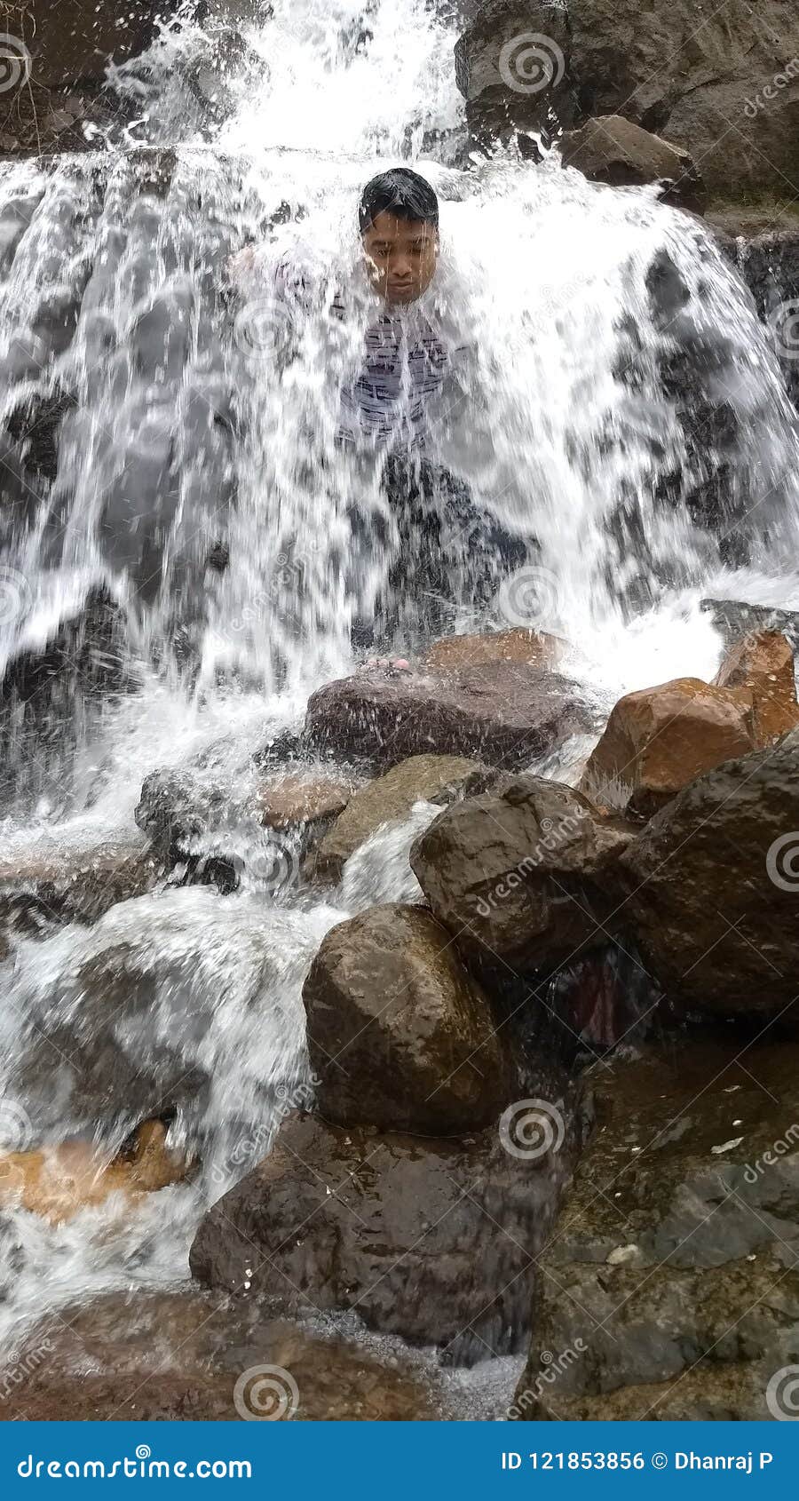 Pine waterfall enjoyment editorial photo. Image of pine - 121853856
