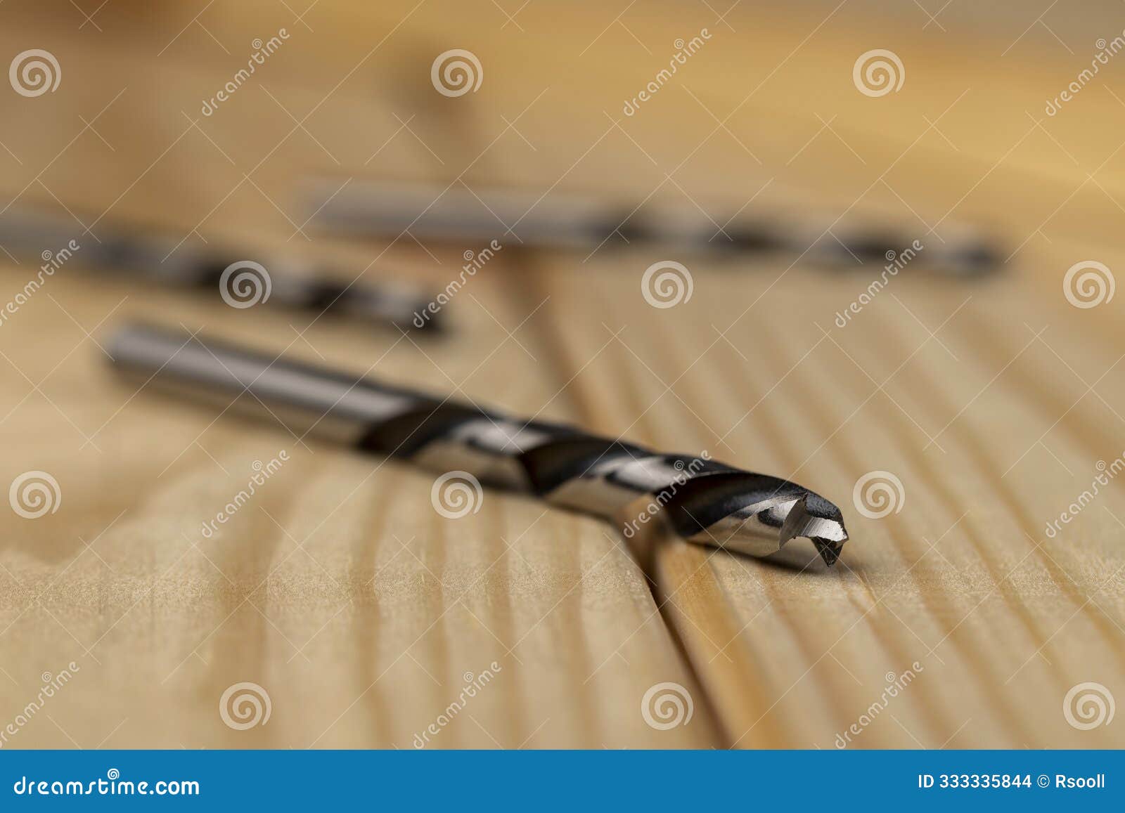 Pine Wood and Metal Drill Bit for Construction Work Stock Photo - Image ...