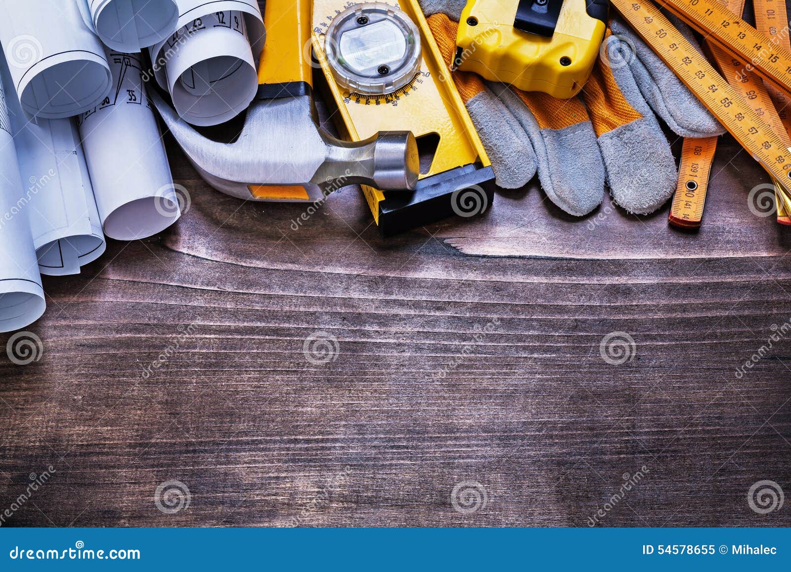 Pine Wooden Board with Construction Drawings and Stock Image - Image of ...
