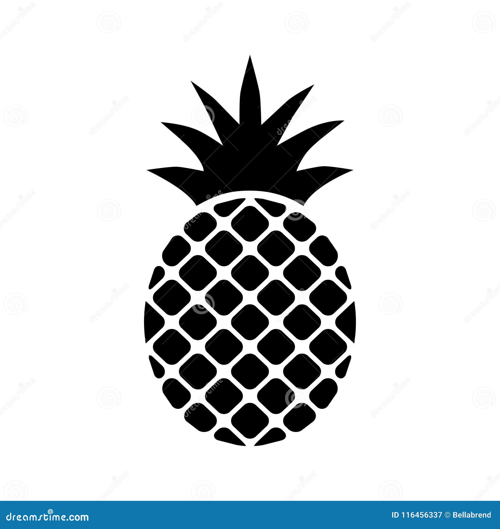 Pineapple Ananas Icon Black on a White Background Stock Vector ...